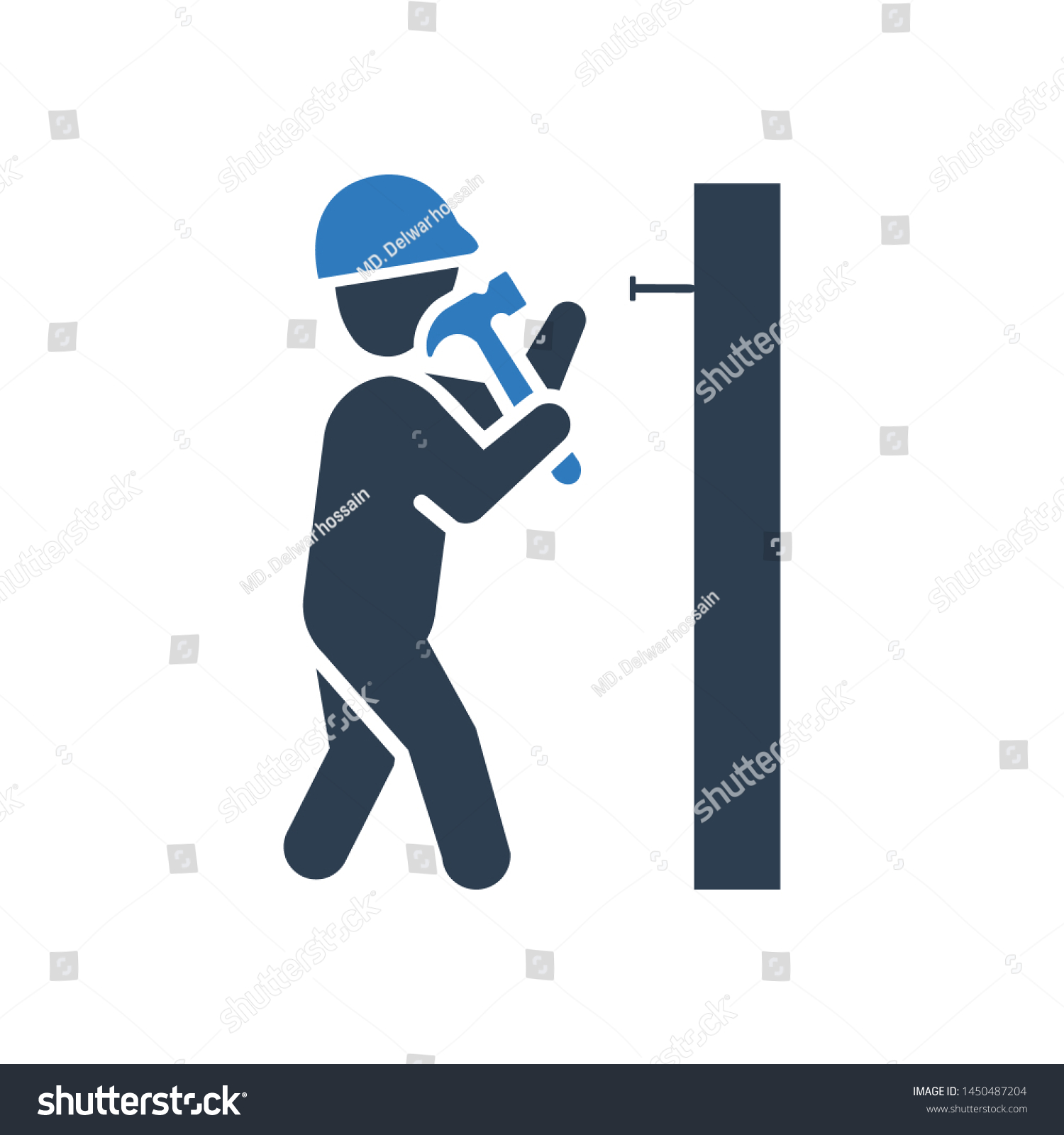 Hammer Knocking Icon Vector Graphics Stock Vector (Royalty Free) 1450487204