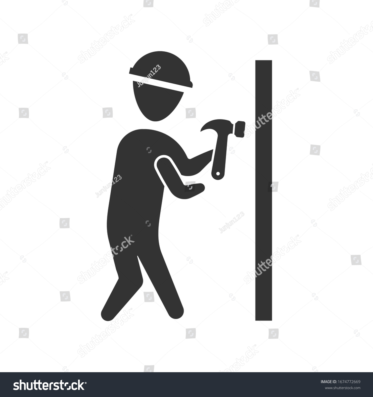 Hammer Knocking Icon Worker Builder Hammer Stock Vector (Royalty Free ...