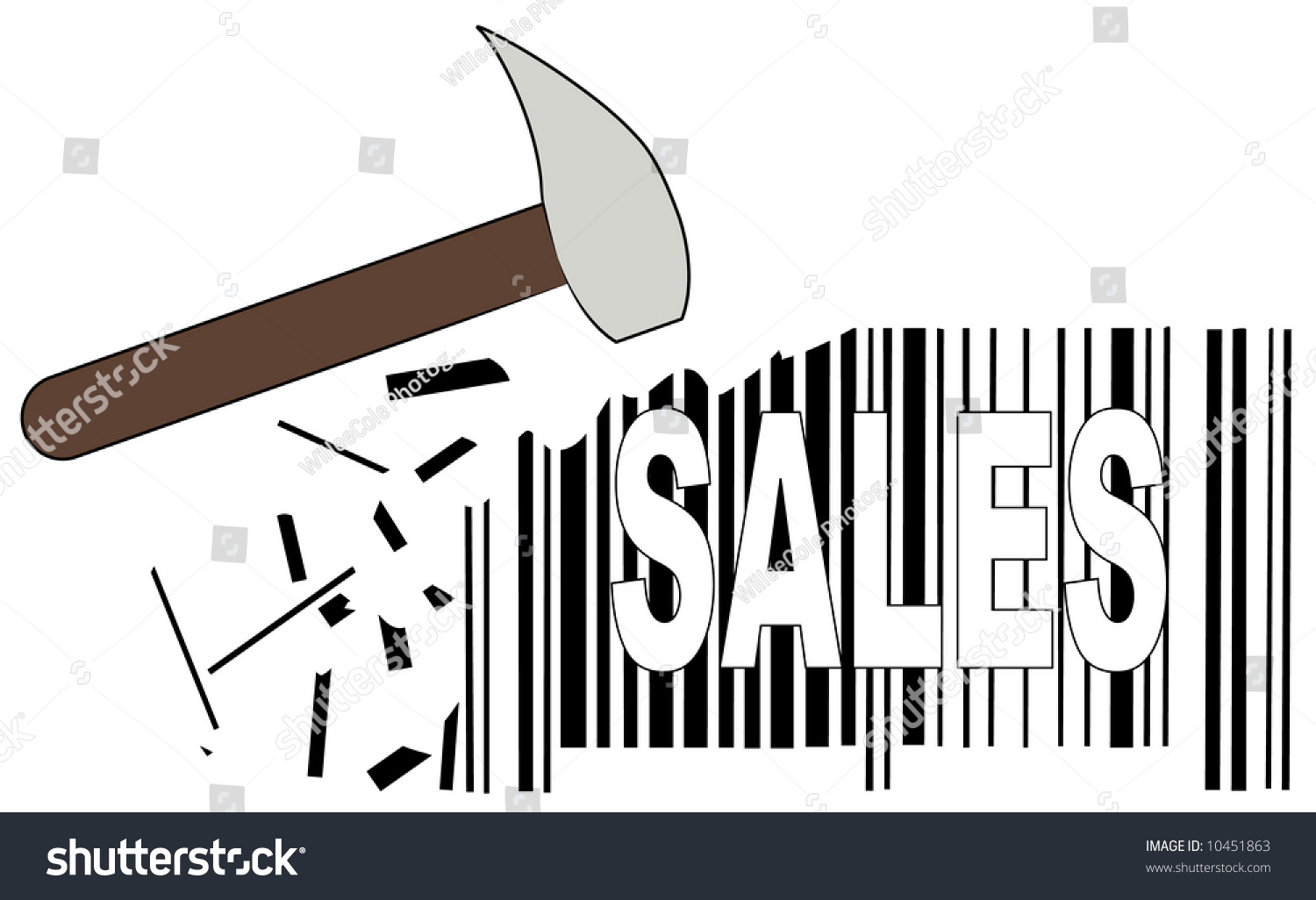 Hammer Smashing Down Sales Barcode Slashed Stock Vector (Royalty Free ...
