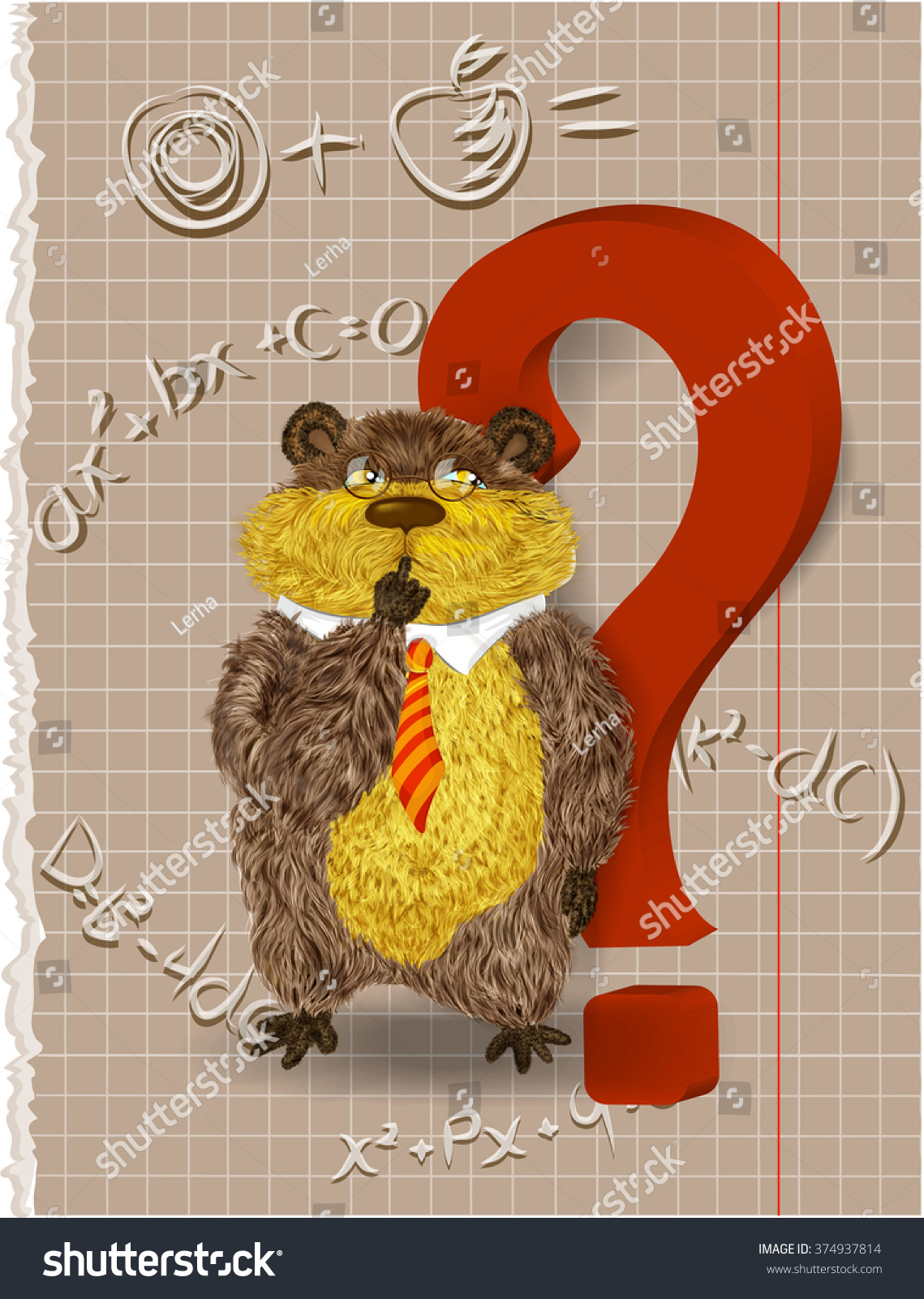 Hamster Glasses Red Question Mark Stock Vector (Royalty Free) 374937814