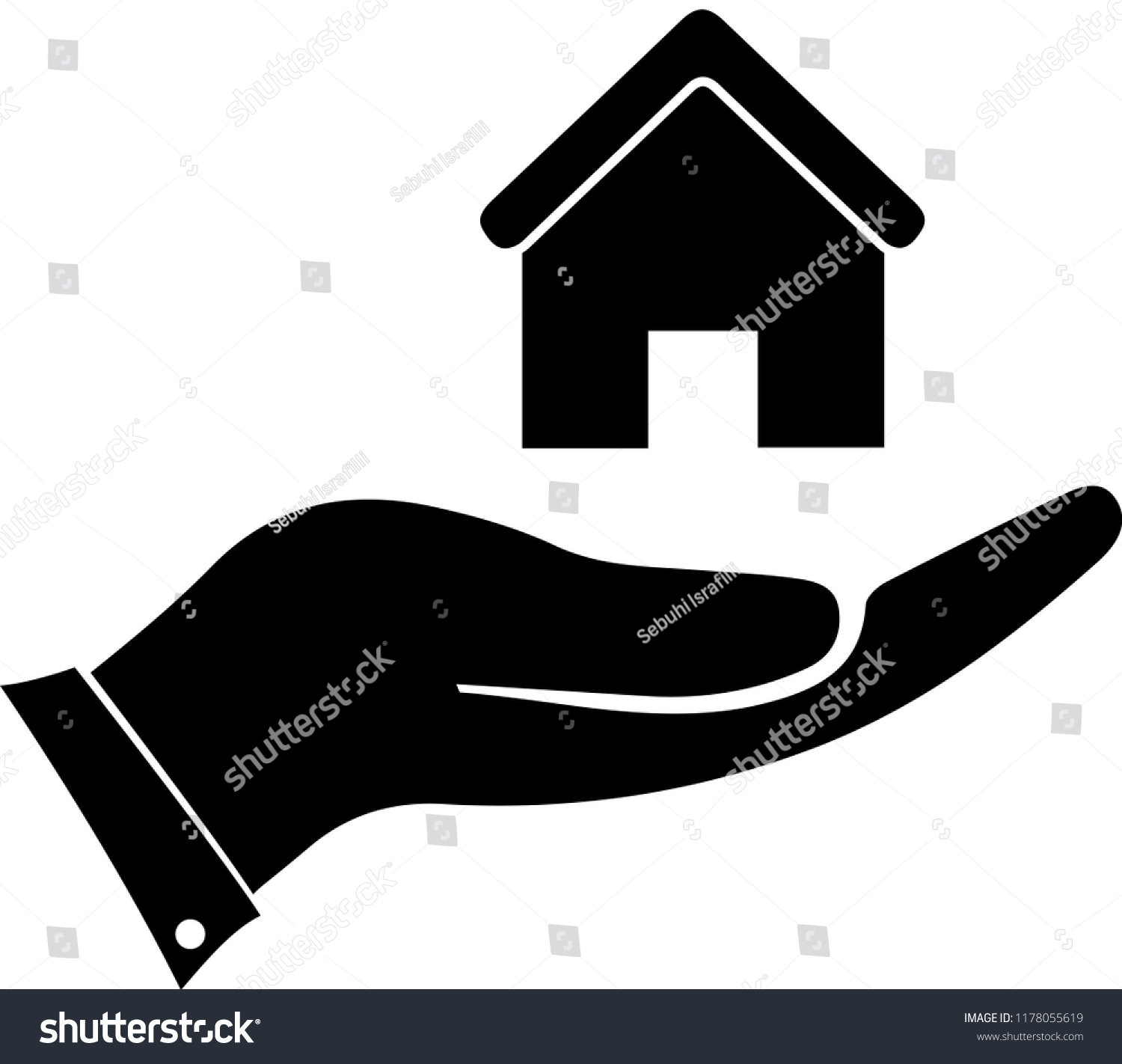 Hand House Icon Vector Stock Vector (Royalty Free) 1178055619