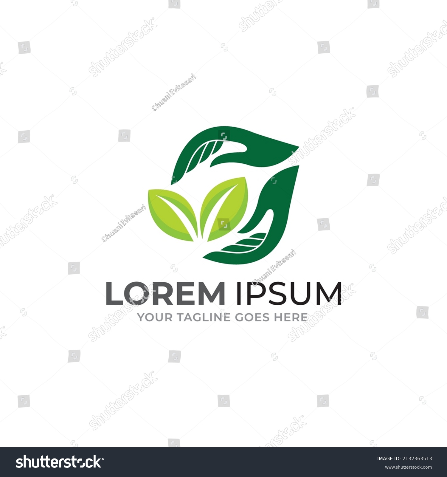 Hand Leaf Logo Vector Template Stock Vector (Royalty Free) 2132363513 ...