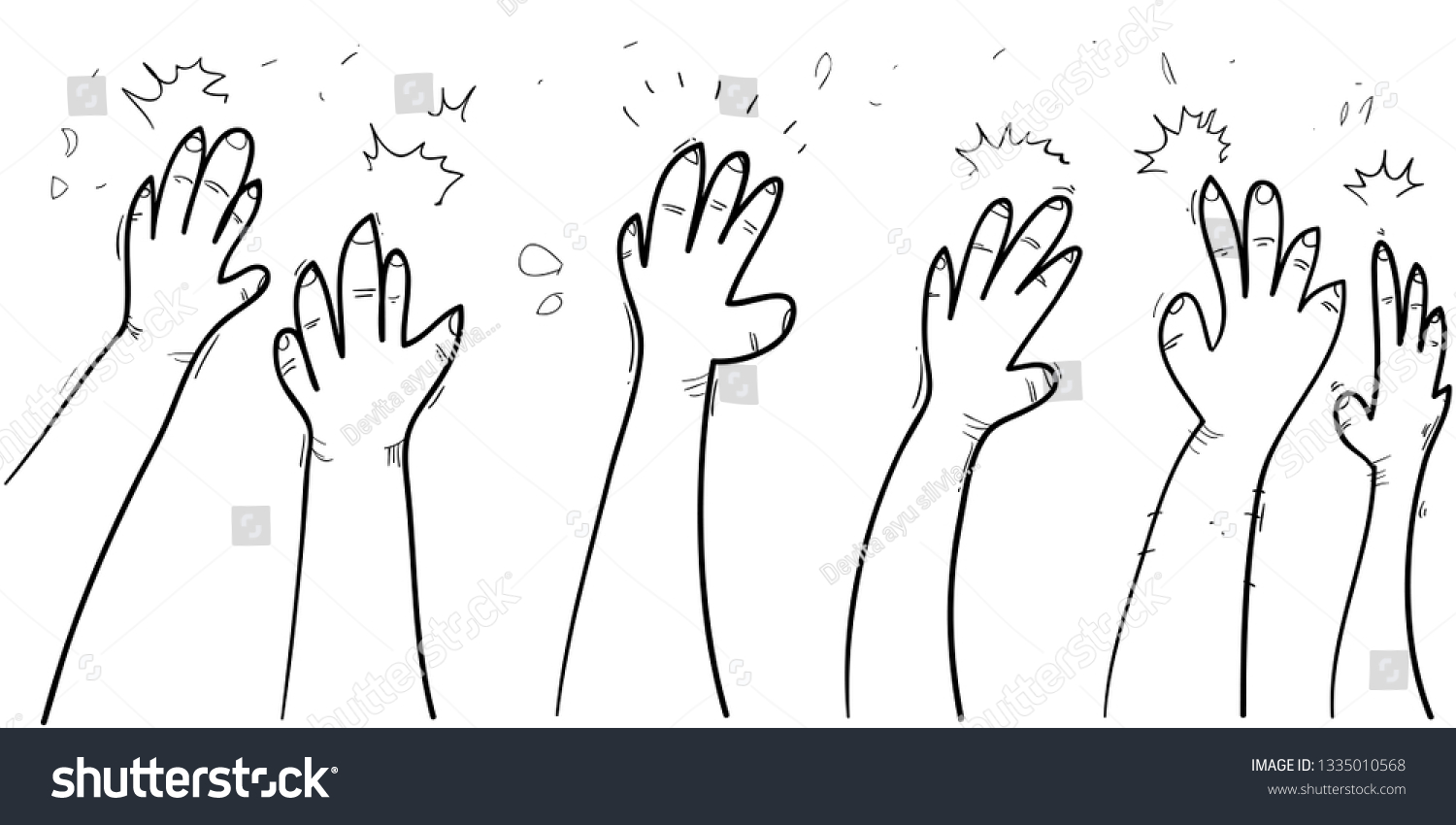 Hand Applause Doodle Sketch: เวกเตอร์สต็อก (ปลอดค่าลิขสิทธิ์ ...