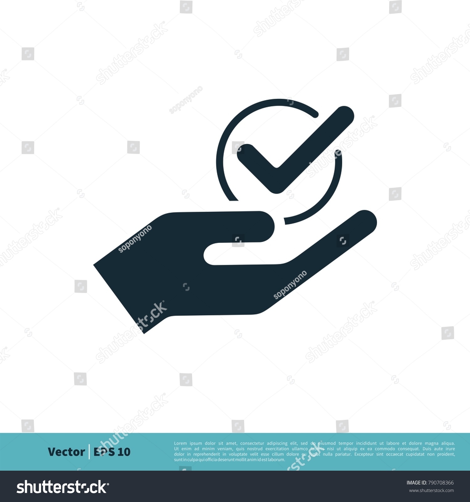 Hand Check Mark Icon Vector Logo : image vectorielle de stock (libre de ...