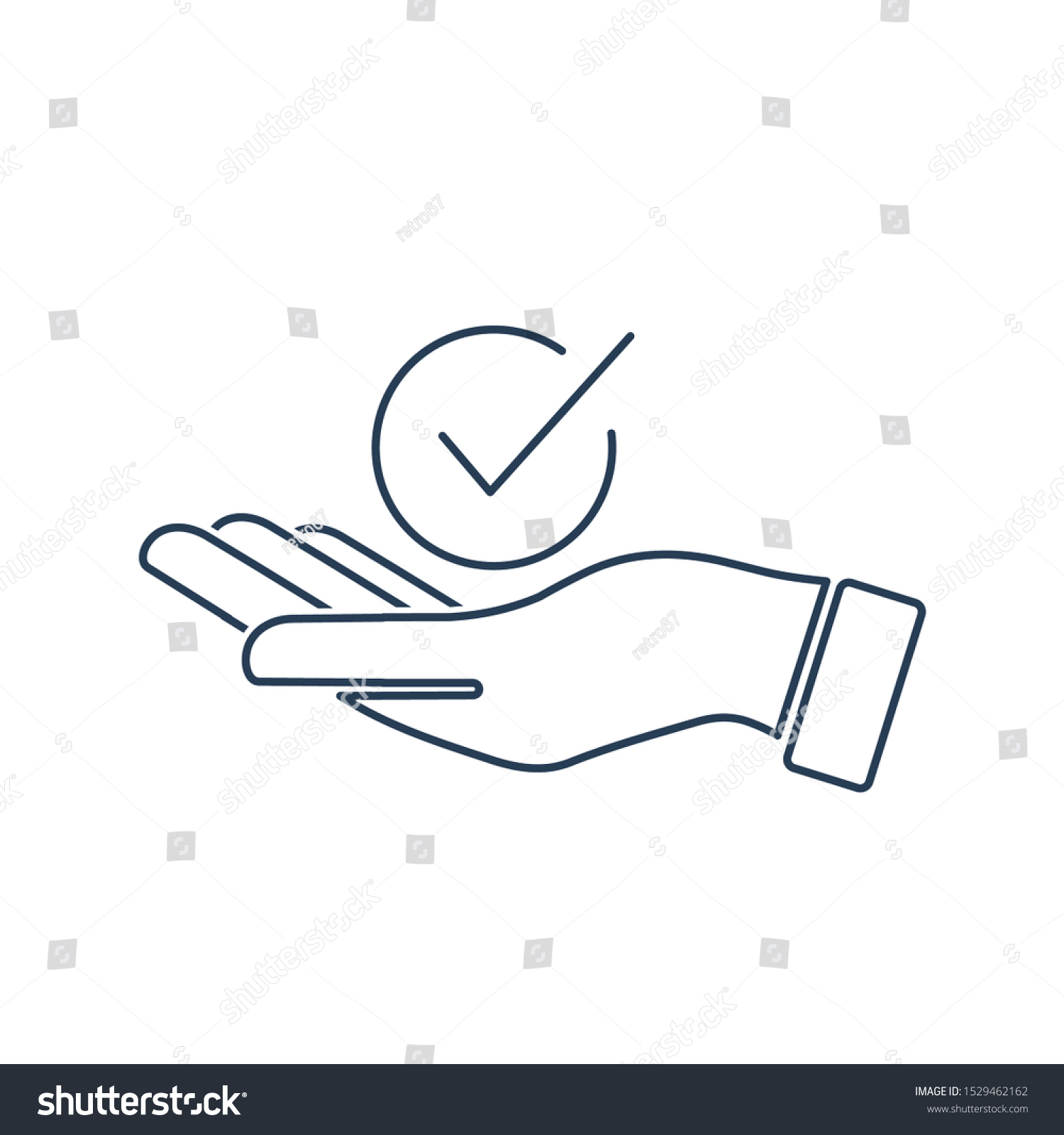 Hand Check Mark Vector Linear Icon 스톡 벡터(로열티 프리) 1529462162 | Shutterstock