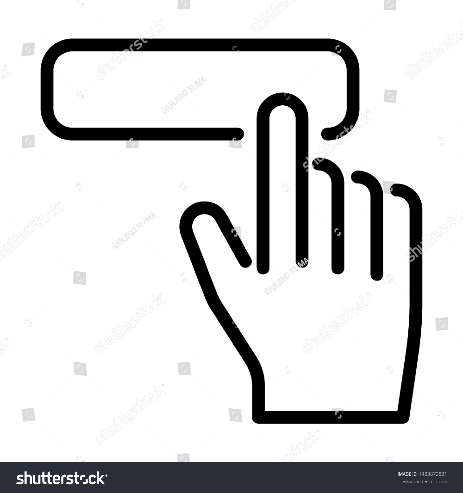 Hand Click Button Stroke Outline Style Stock Vector (Royalty Free ...