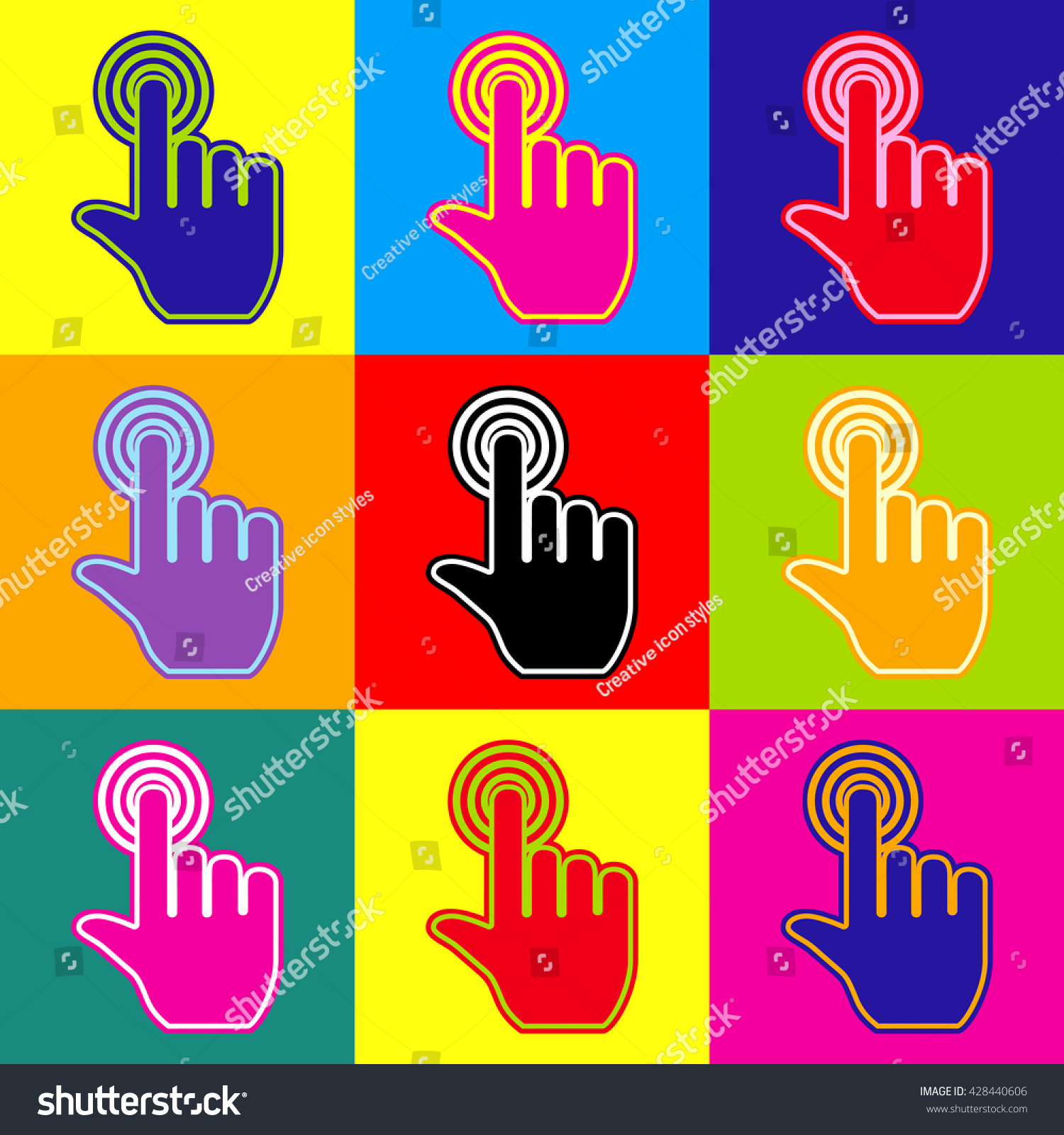 Hand Click On Button: vector de stock (libre de regalías) 428440606