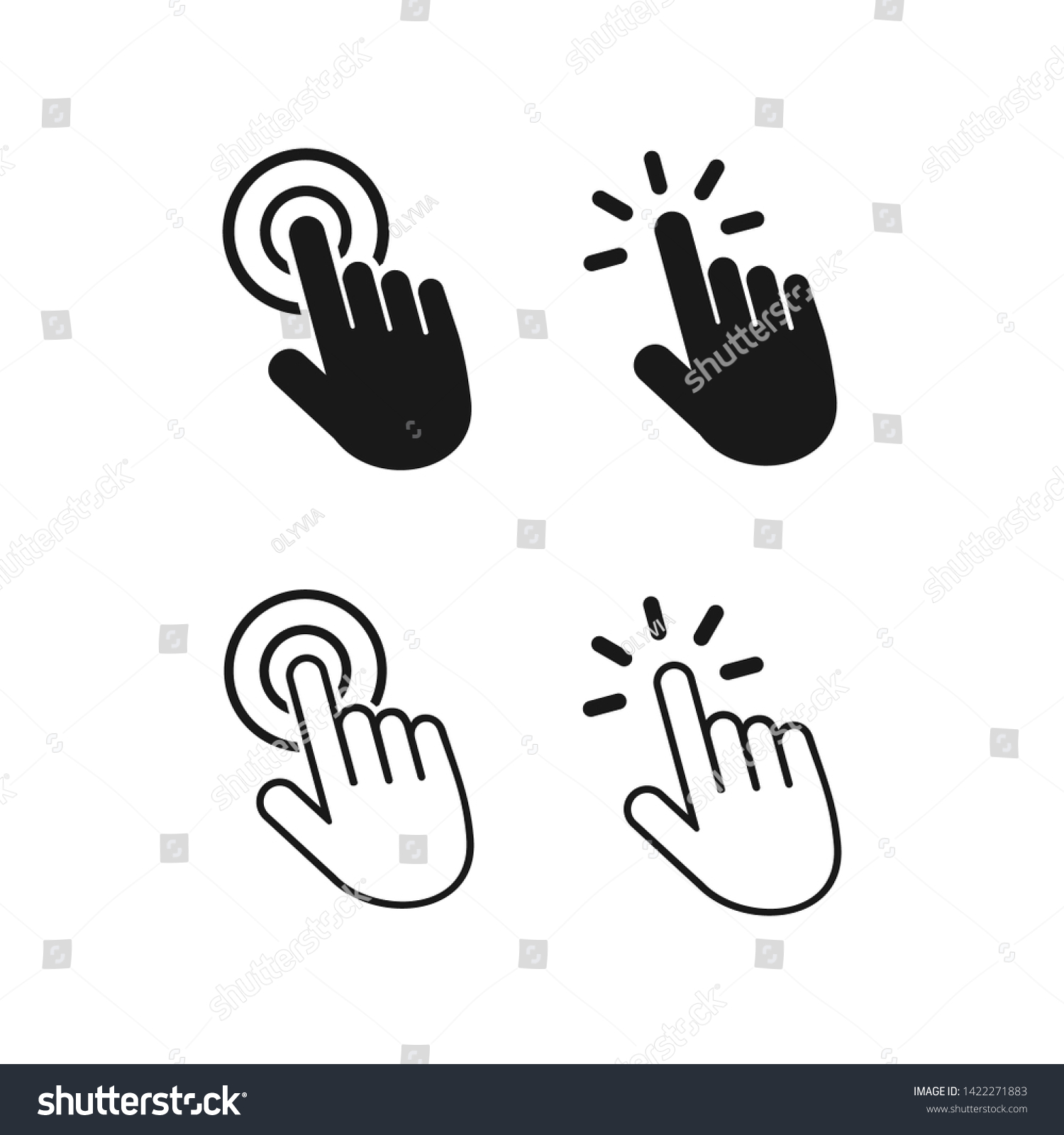 Hand Cursor Icons Click Symbol Vector Stock Vector (Royalty Free ...
