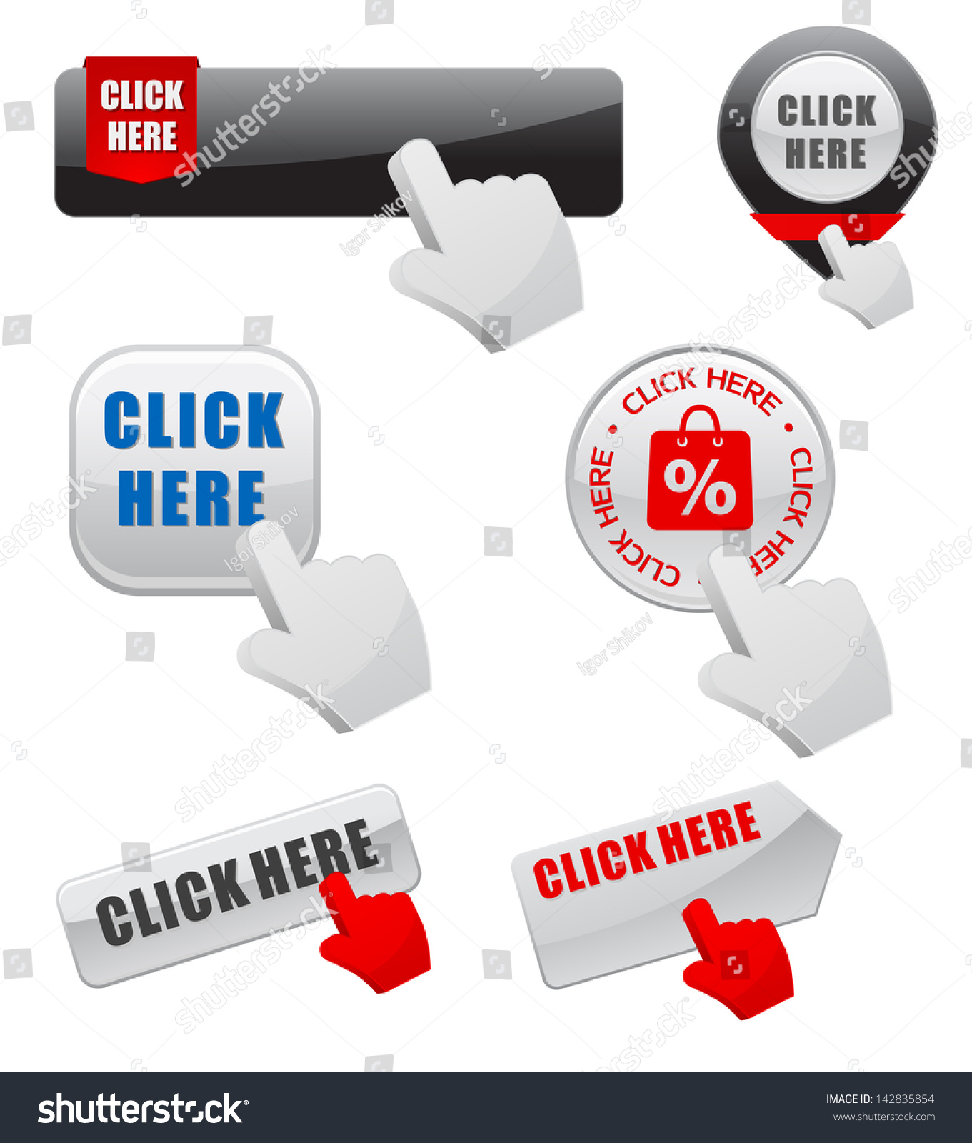 Hand Cursor Buttons Stock Vector (Royalty Free) 142835854