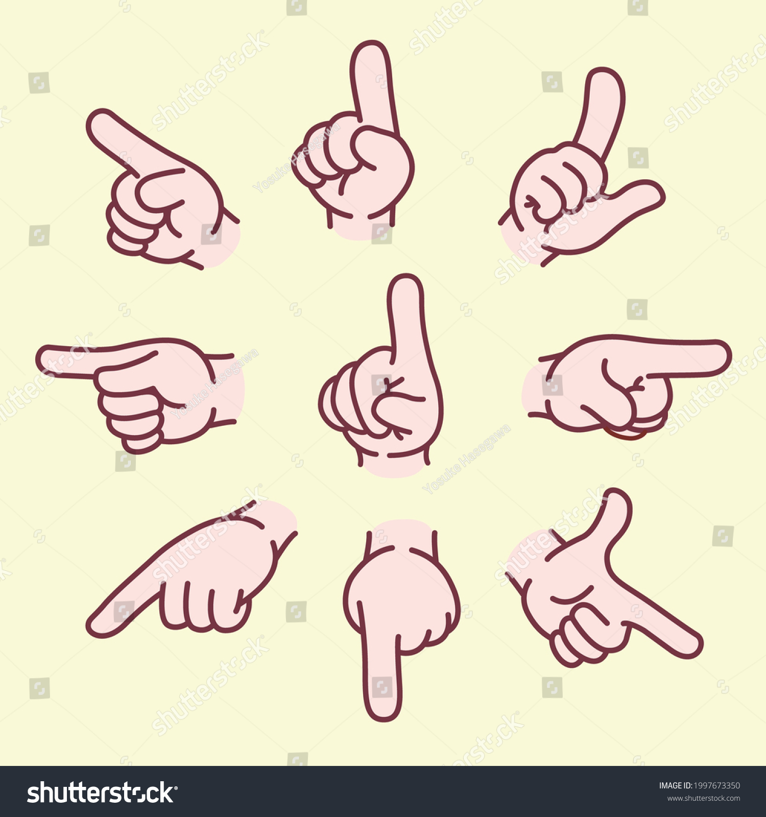 Hand Direction Sign Variation Set Vector Stock Vector (Royalty Free ...