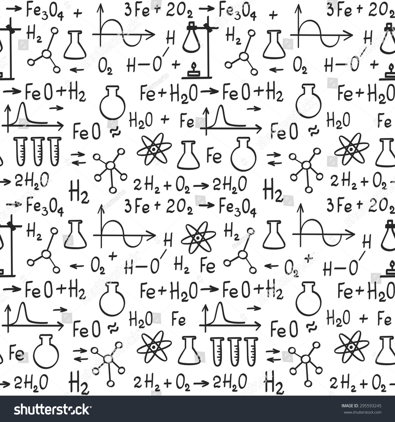 Hand Draw Chemistry On White Background. Vector Seamless Pattern ...