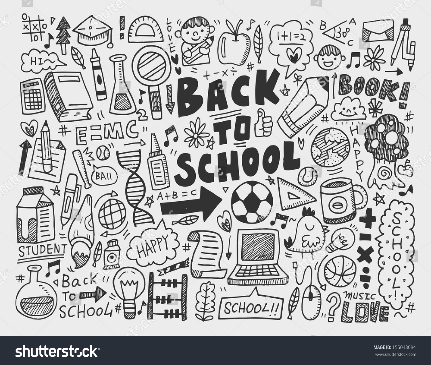Hand Draw Doodle School Element Stock Vector (Royalty Free) 155048084 ...