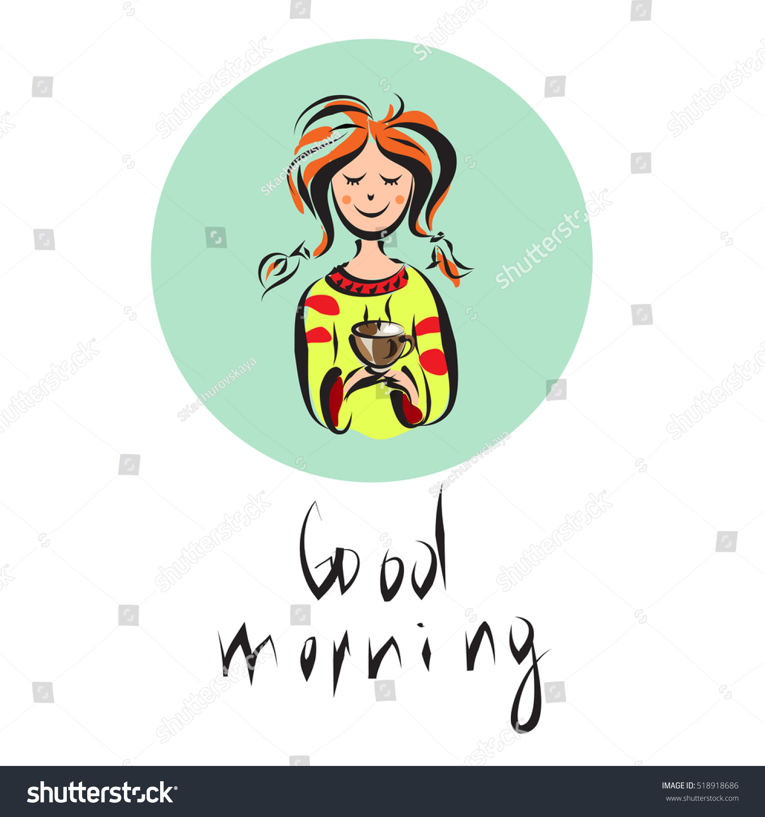 Hand Draw Good Morning Vector Stock Vector (Royalty Free) 518918686