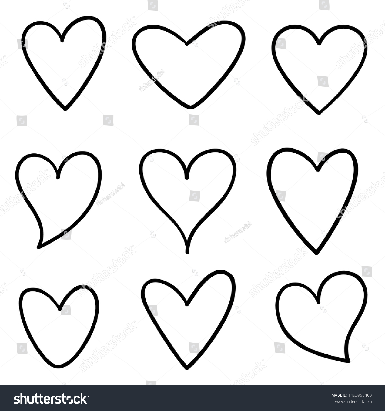 Hand Draw Heart Love Vector Stock Vector (Royalty Free) 1493998400 ...