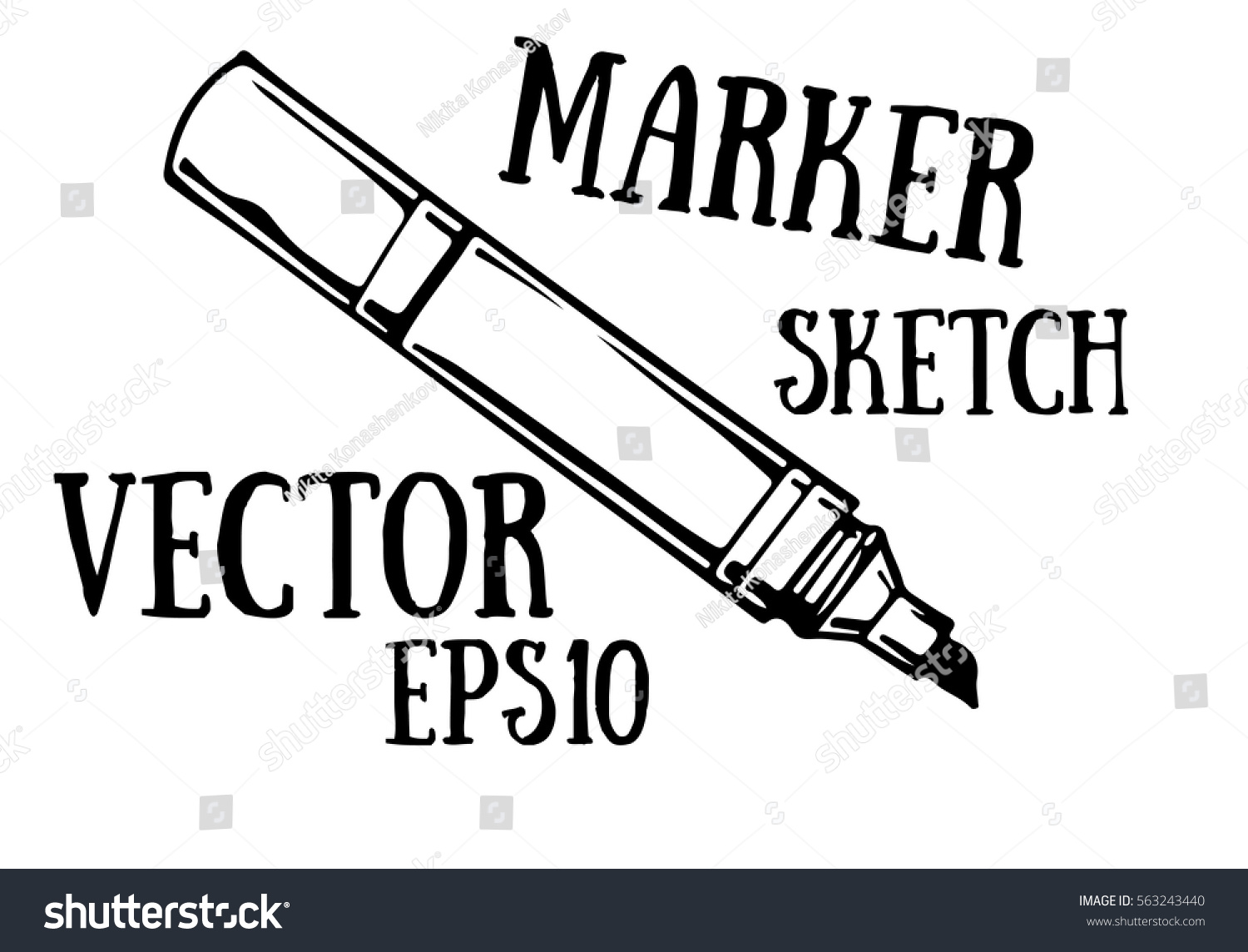 Hand Draw Marker Sketch Vector Illustration Stock Vector (Royalty Free ...
