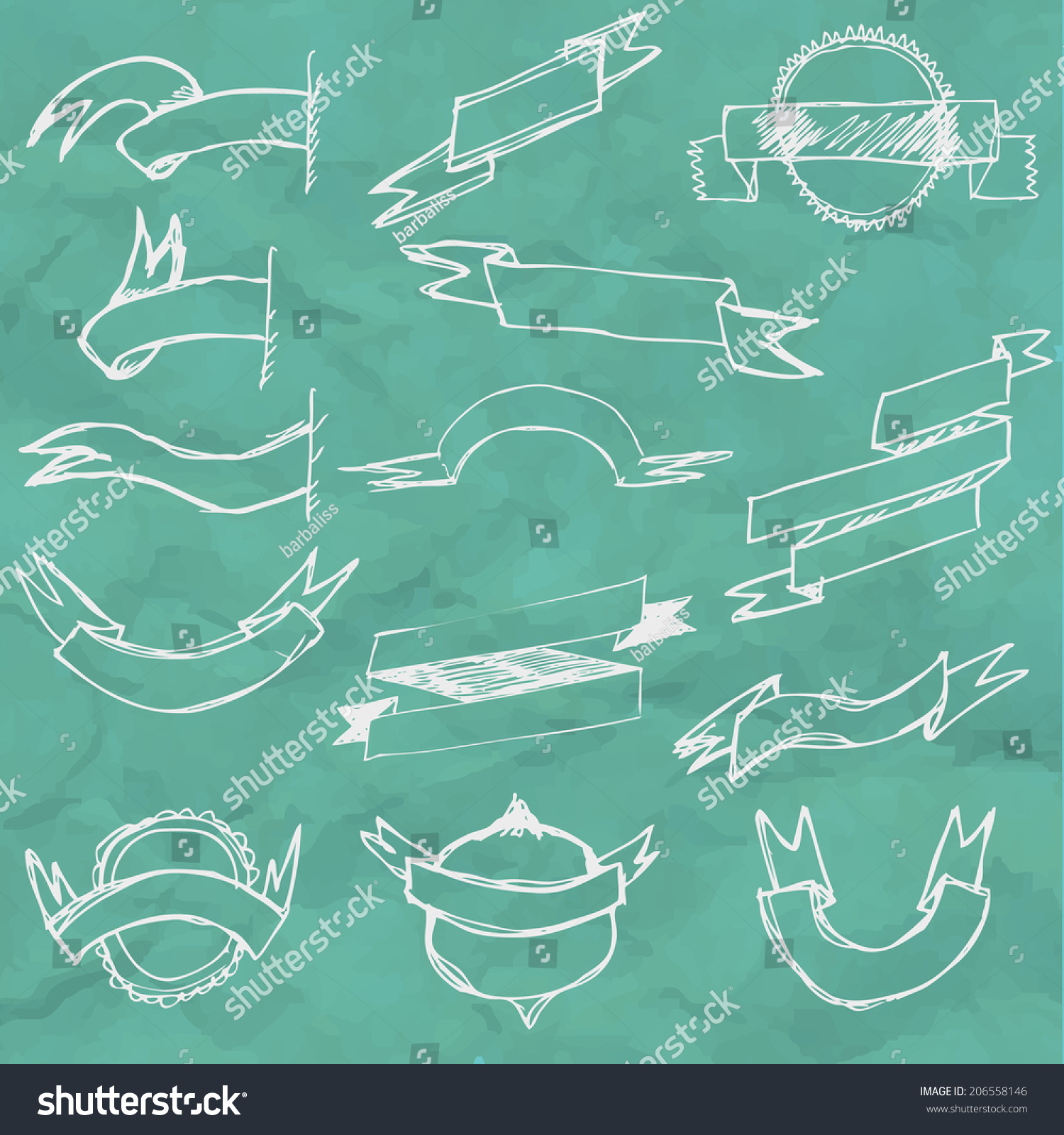 Hand Draw Ribbon Set Vector Illustration Stock Vector (Royalty Free ...