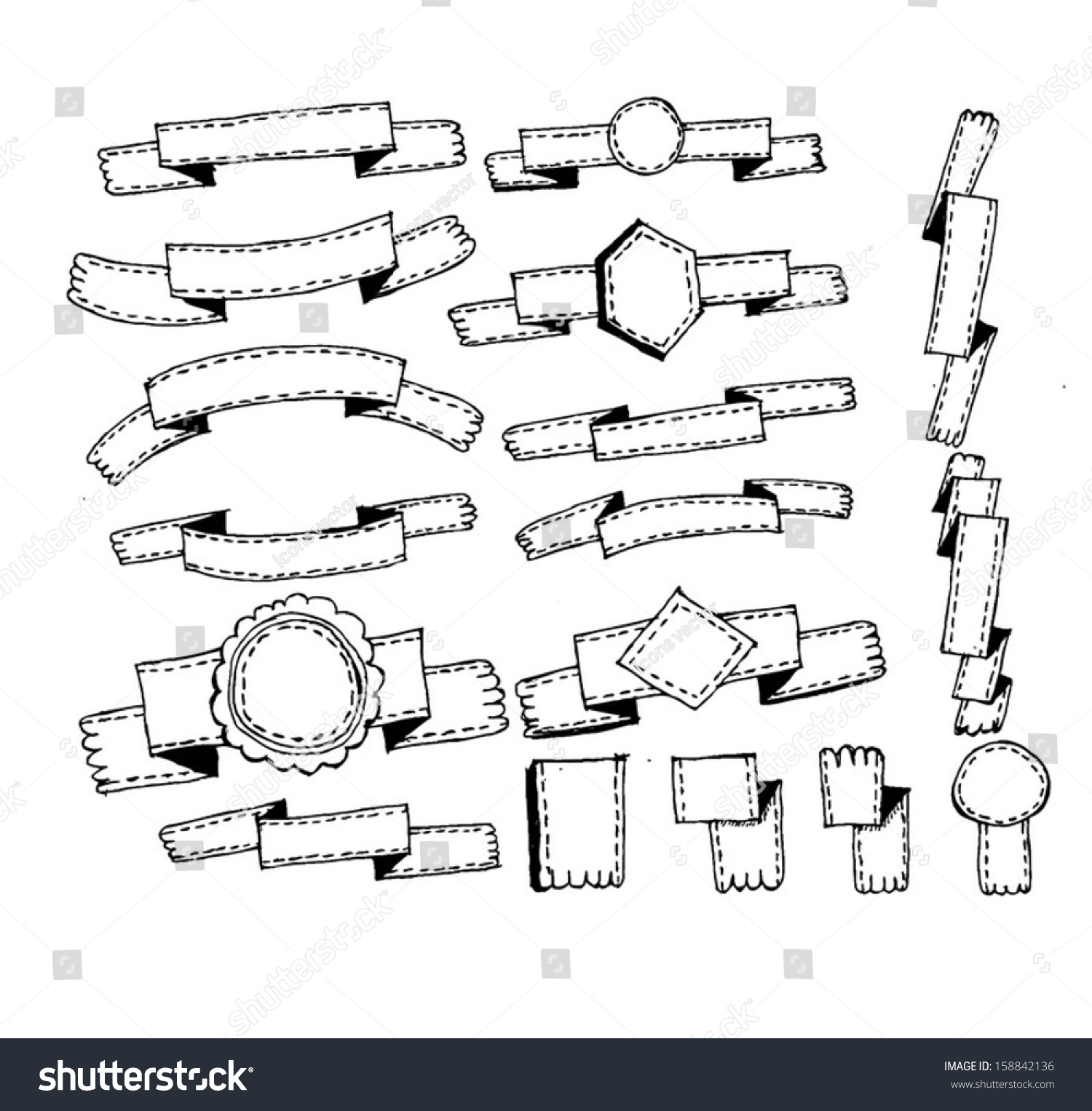 Hand Draw Ribbons Set Vector Illustration Stock Vector (Royalty Free ...