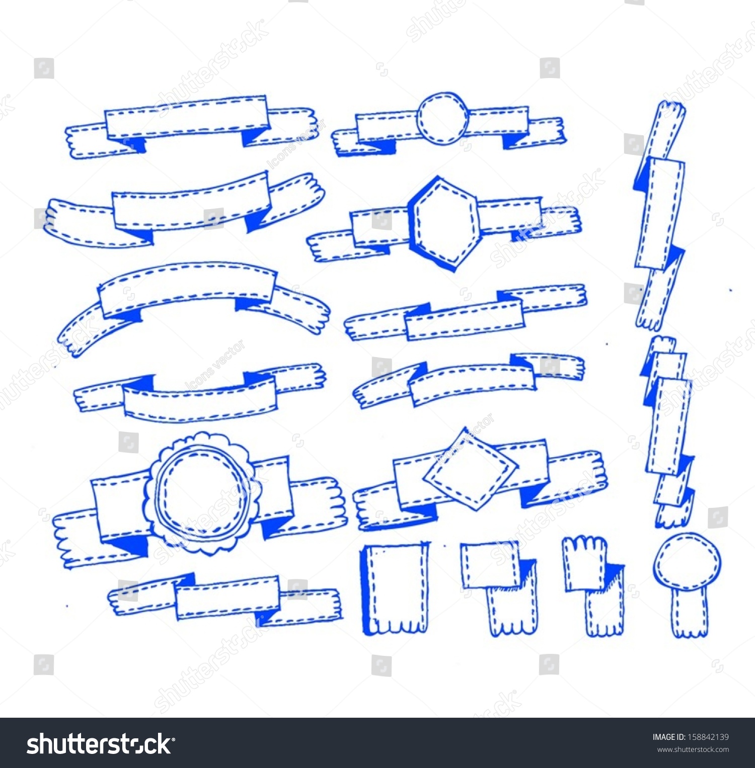 Hand Draw Ribbons Set Vector Illustration Stock Vector (Royalty Free ...