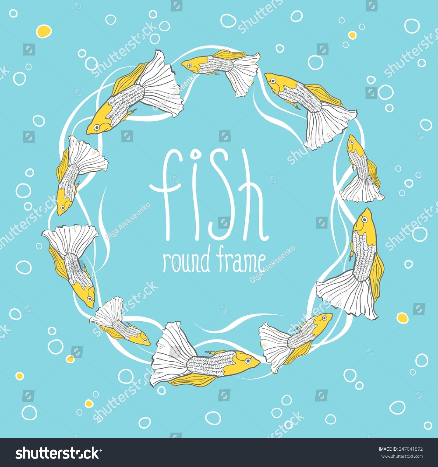 Hand Draw Round Frame Fish Stock Vector (Royalty Free) 247041592 ...