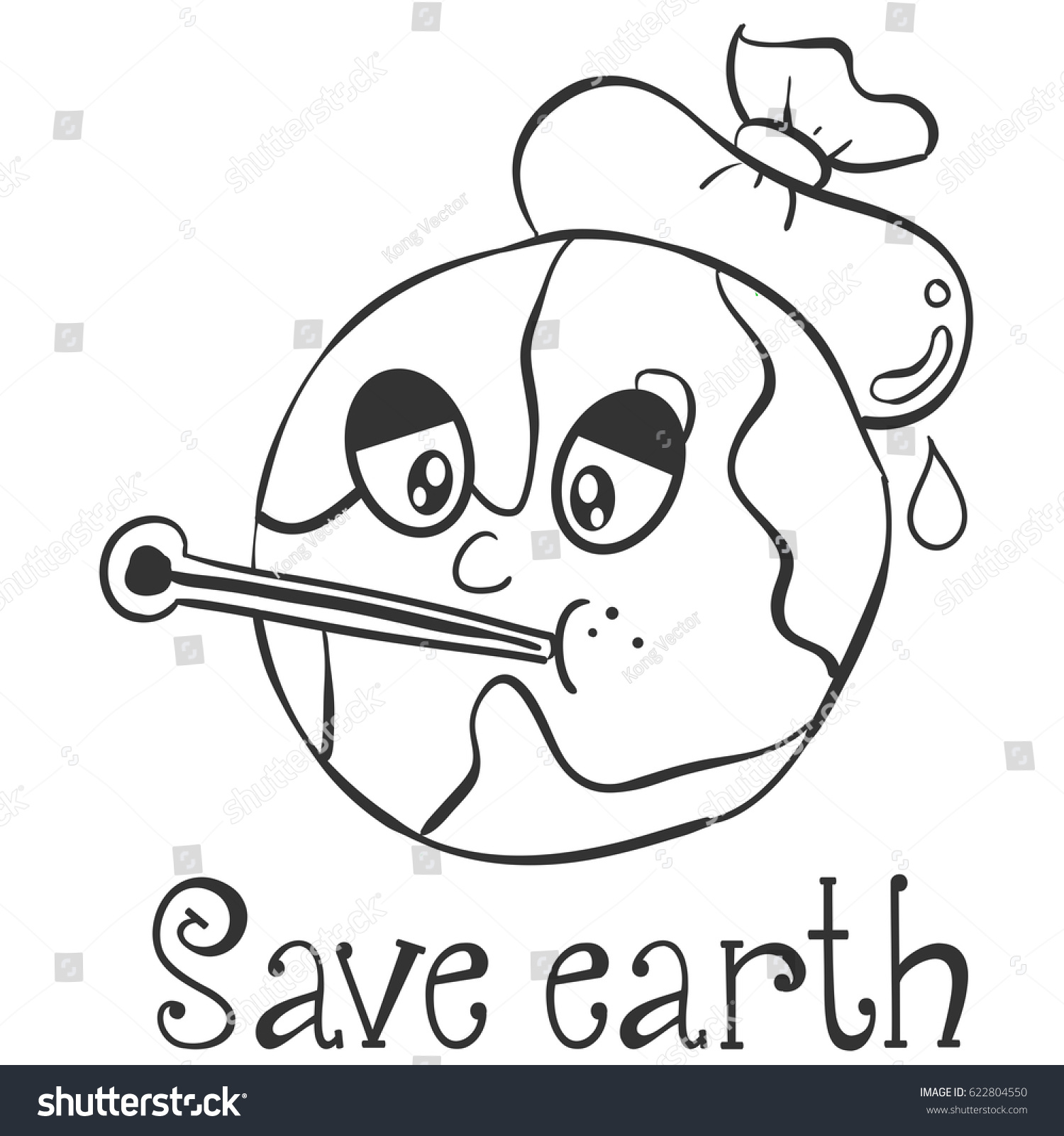 Hand Draw Save Earth Design Stock Vector (Royalty Free) 622804550 ...