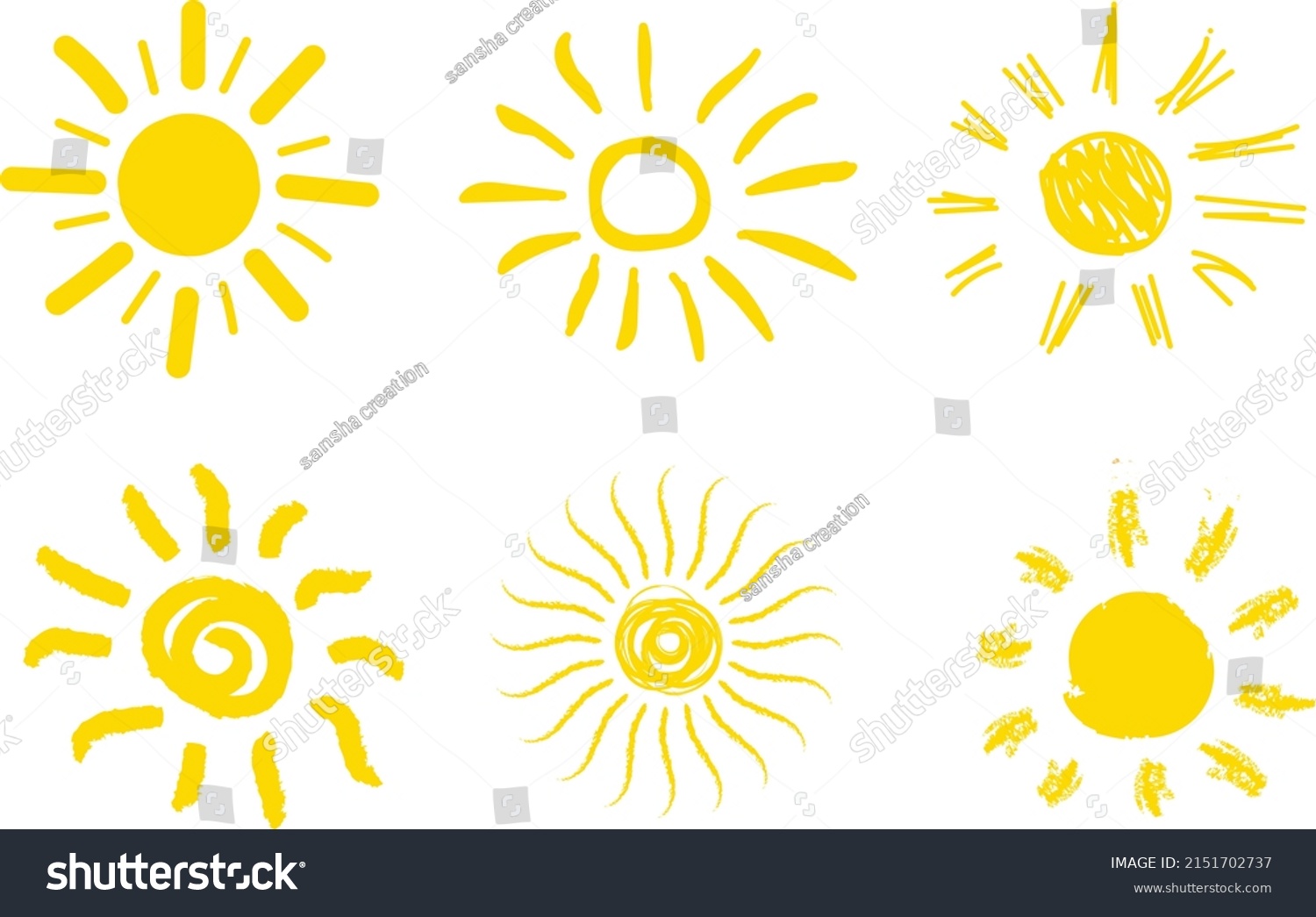 Hand Draw Six Sun Collection Vector Stock Vector (Royalty Free ...