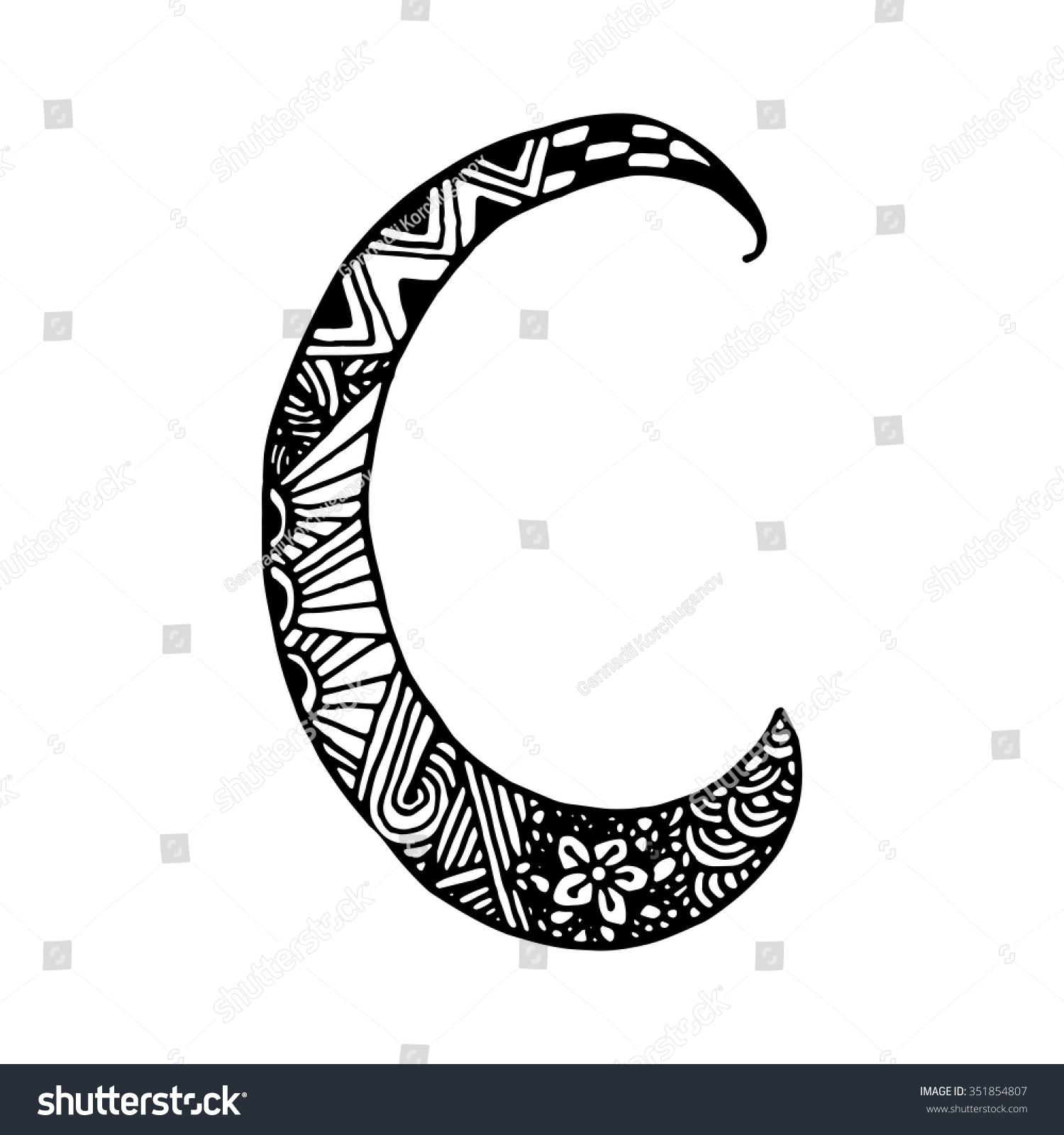 Hand Draw Letter C Zentangle Doodle Stock Vector (Royalty Free ...