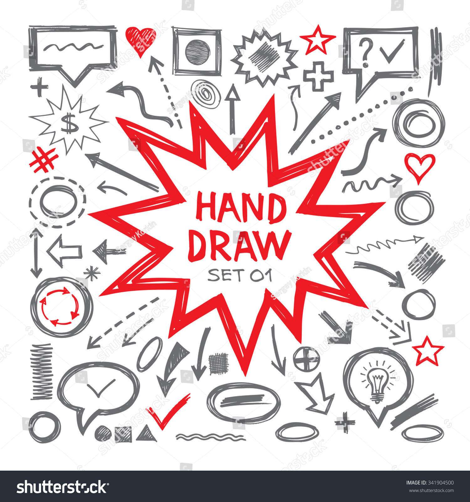 Hand Draw Vector Illustrations Arrows Objects 库存矢量图（免版税）341904500 ...