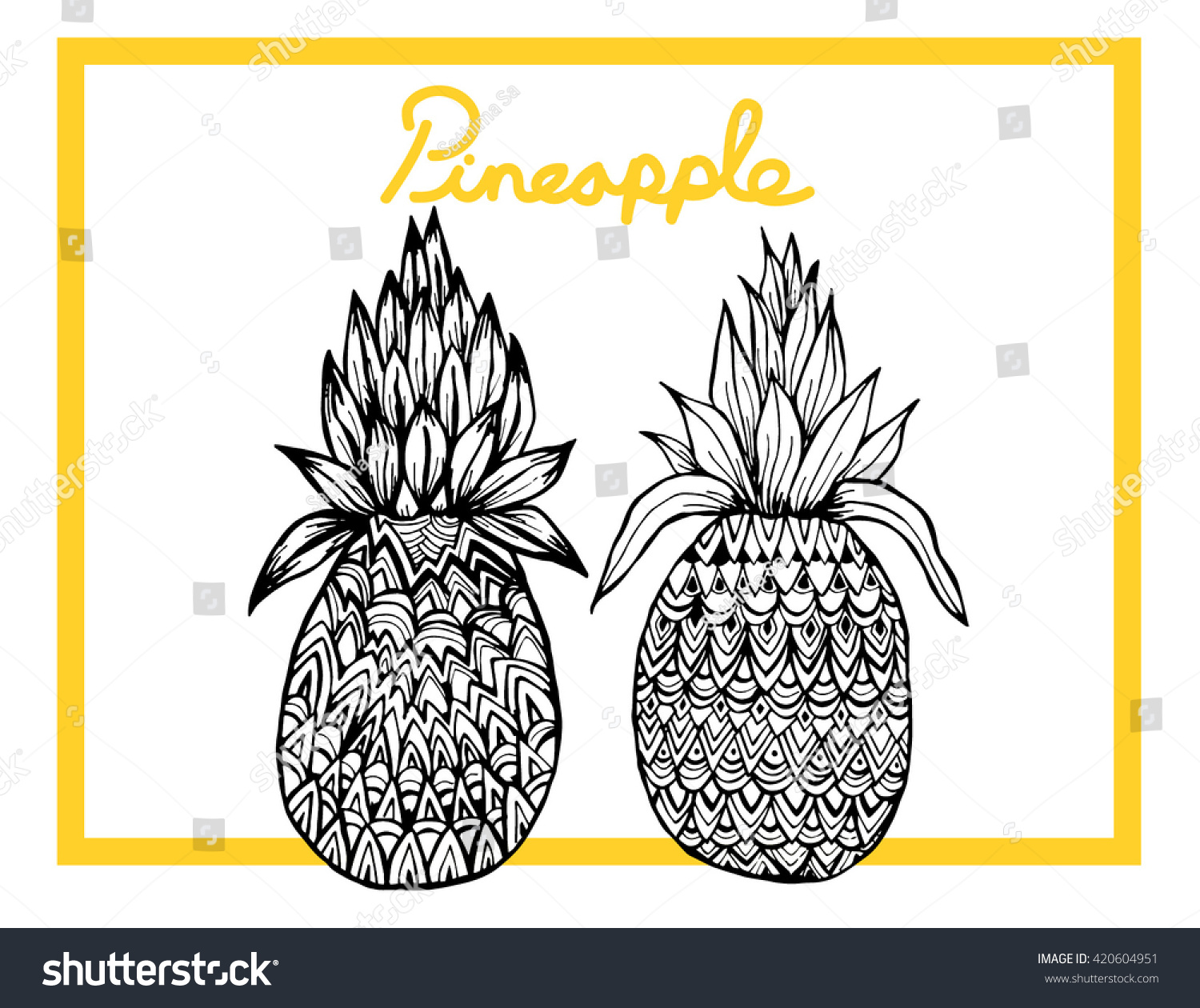 Hand Drawing Abstract Pineapple Stock Vector (Royalty Free) 420604951
