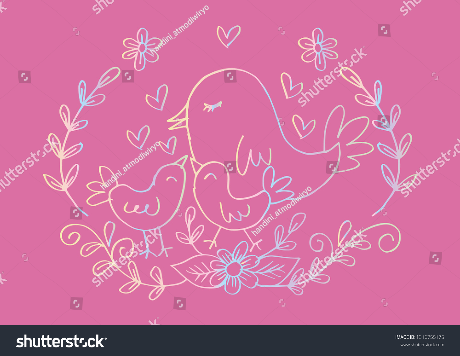 Hand Drawing Birds Stock Vector (Royalty Free) 1316755175 | Shutterstock