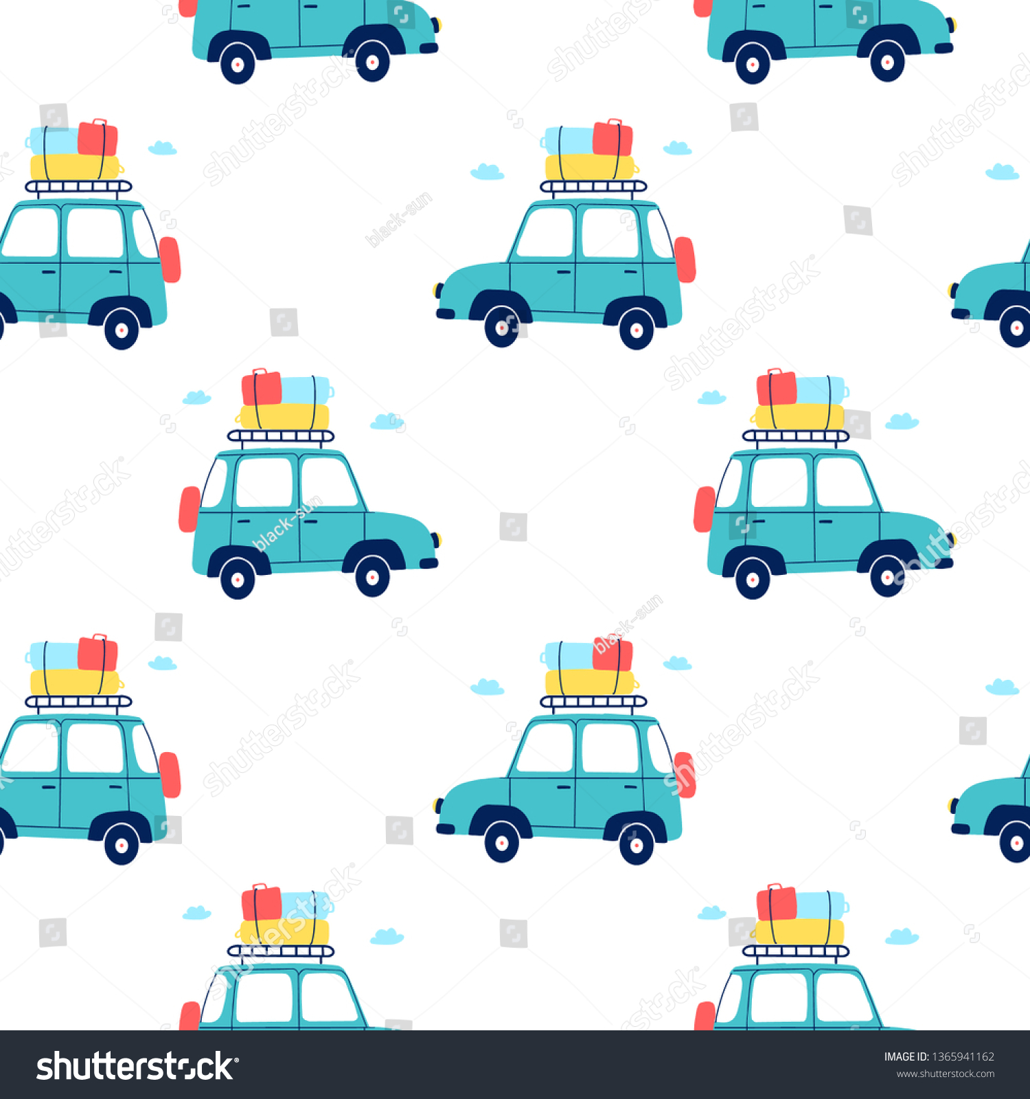 Hand Drawing Car Seamless Pattern Vector Stock Vector (Royalty Free ...