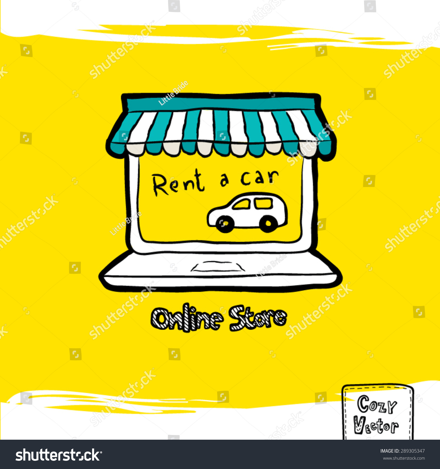 Hand Drawing Car Computer Logo Vector Stock Vector (Royalty Free) 289305347