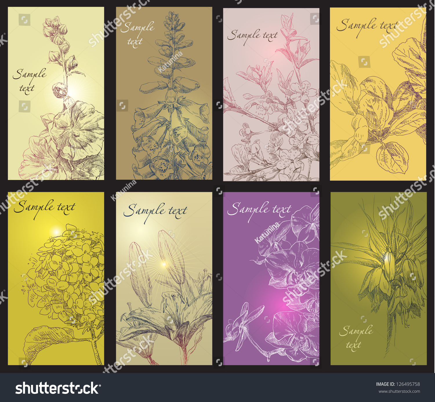 Hand Drawing Card Flower Background Stock Vector (Royalty Free ...