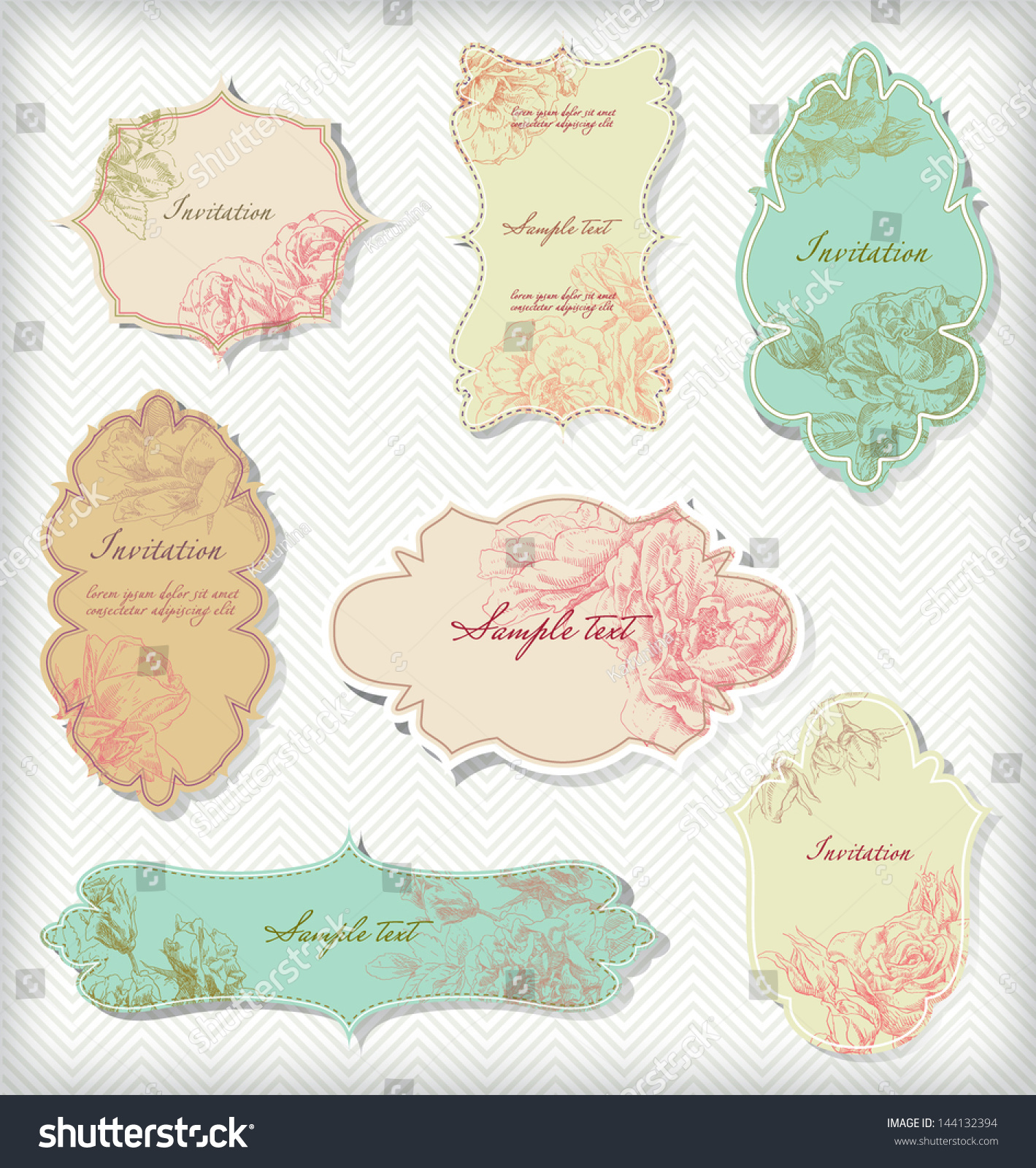 Hand Drawing Card Flower Vector Frames Stock Vector (Royalty Free ...