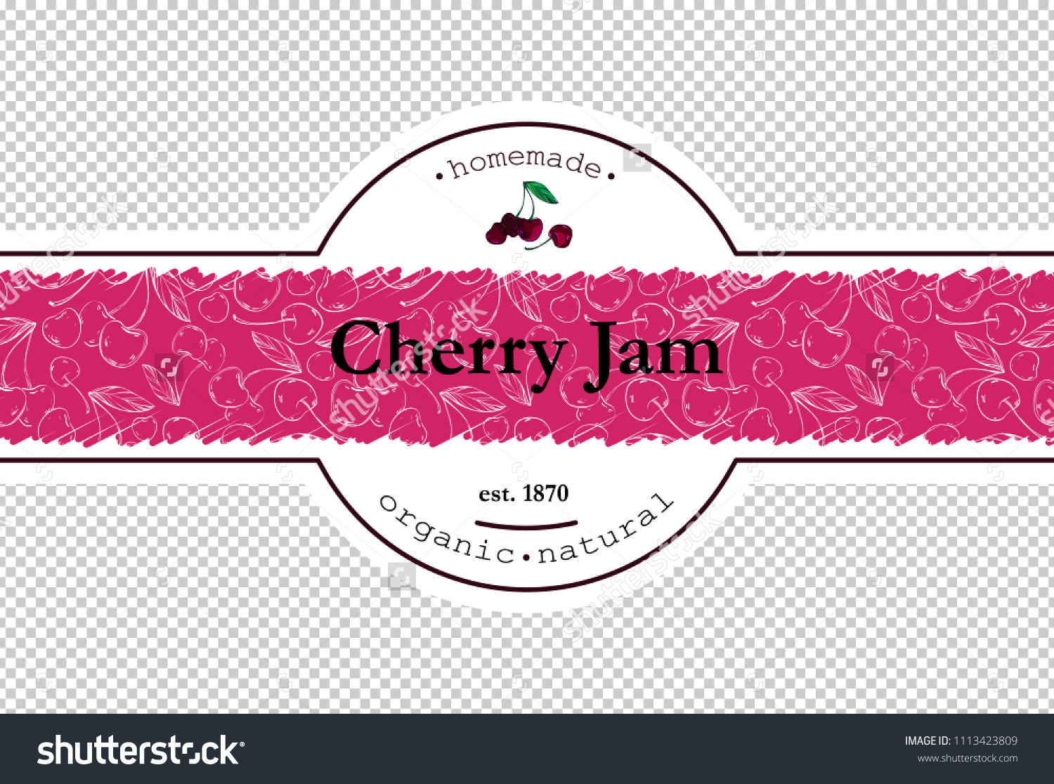Handdrawing Cherry Jam Packing Label Design Stock Vector (Royalty Free ...
