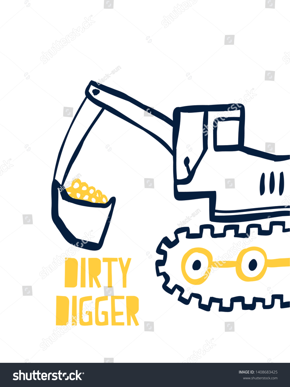 Hand Drawing Digger Illustration Vector Stock Vector (Royalty Free ...