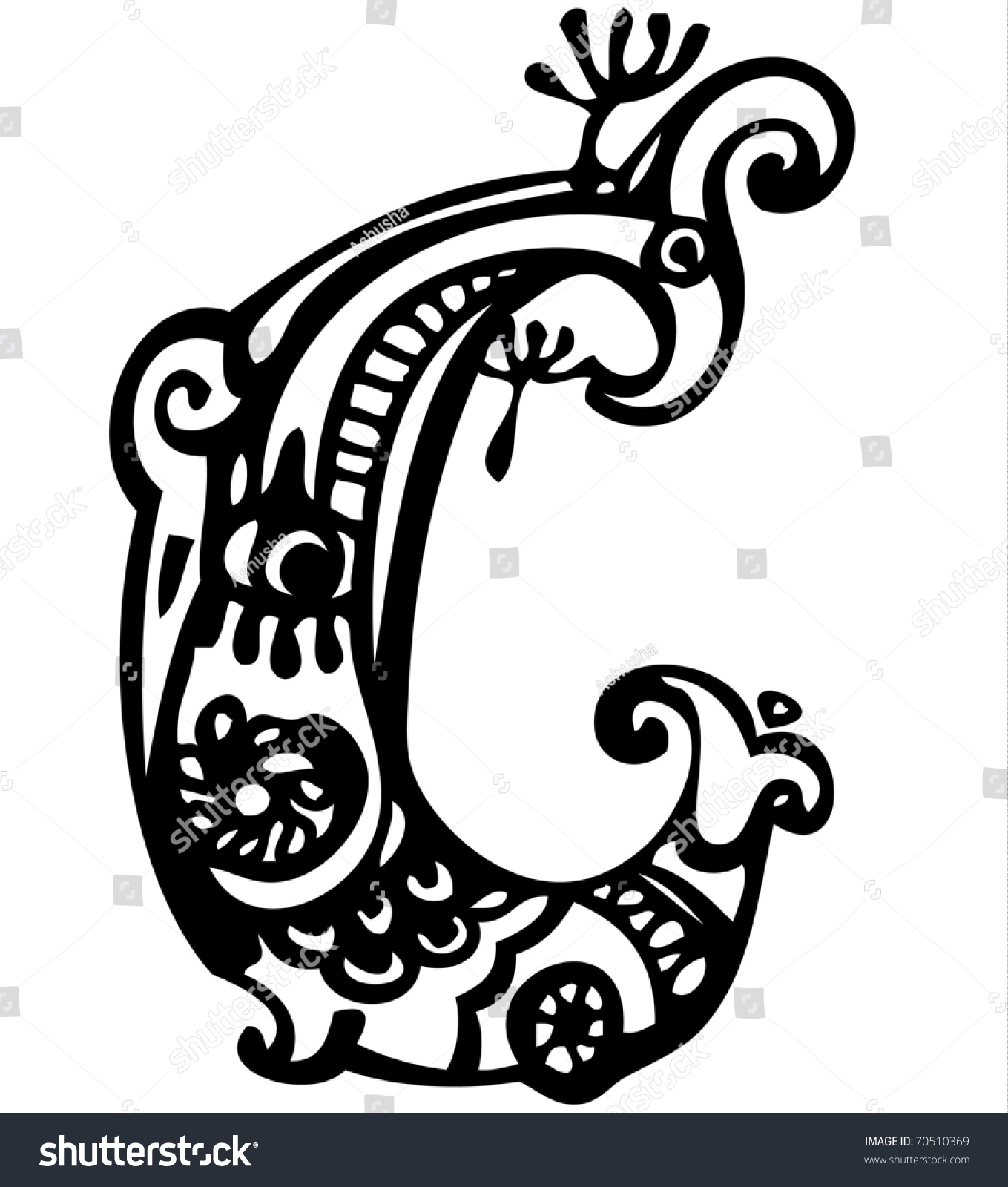 Hand Drawing Letter C Stock Vector Illustration 70510369 : Shutterstock