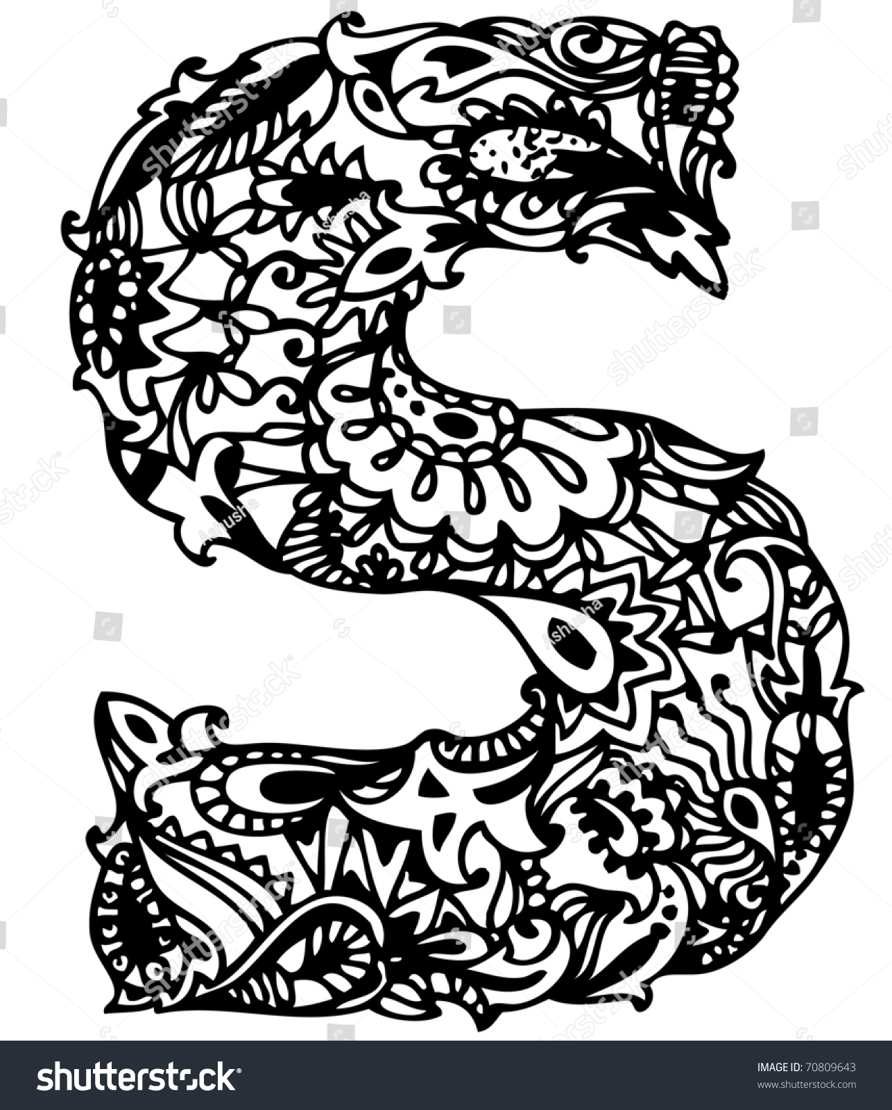 Hand Drawing Letter S: vector de stock (libre de regalías) 70809643