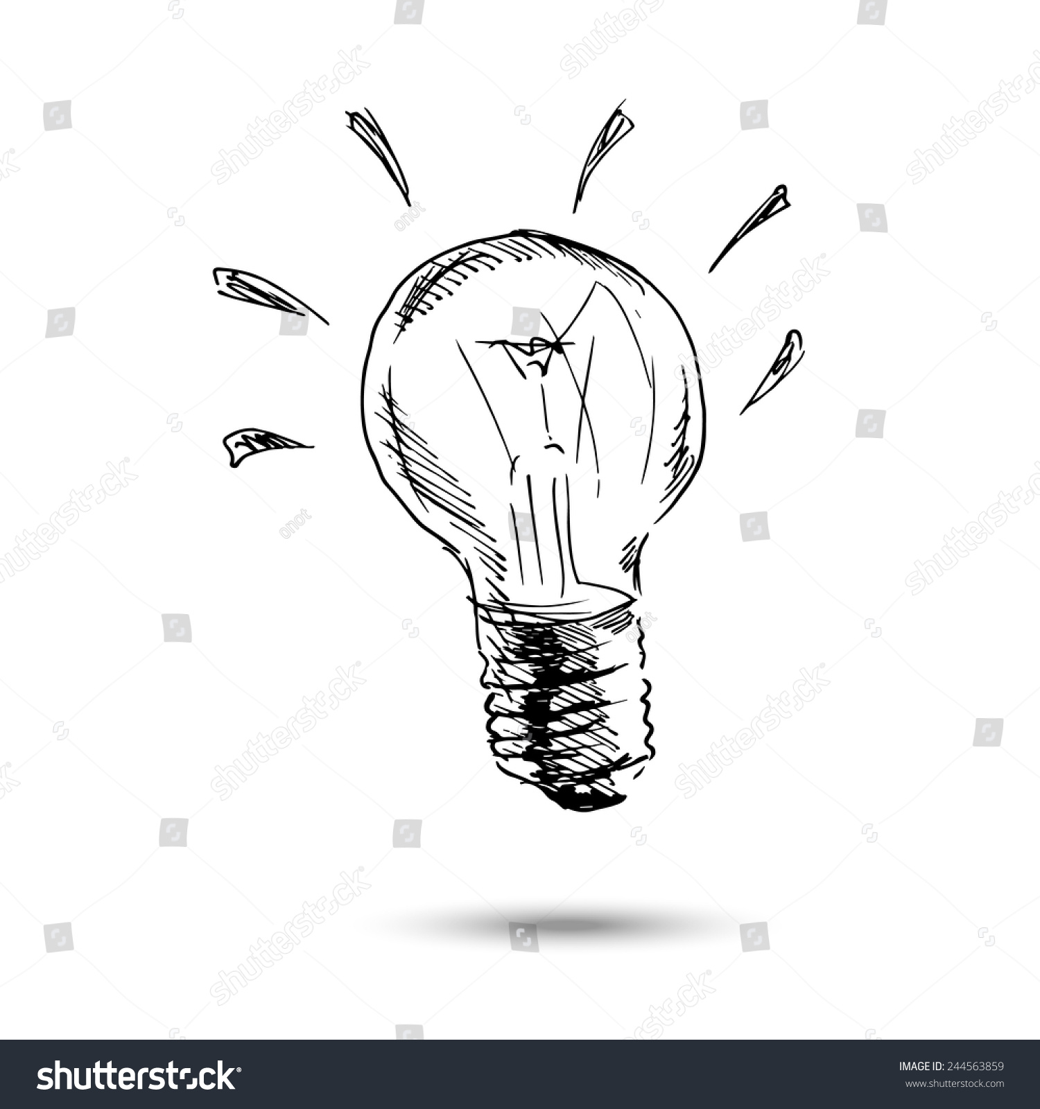 Hand Drawing Light Bulb Vector Illustration Stock Vector (Royalty Free ...