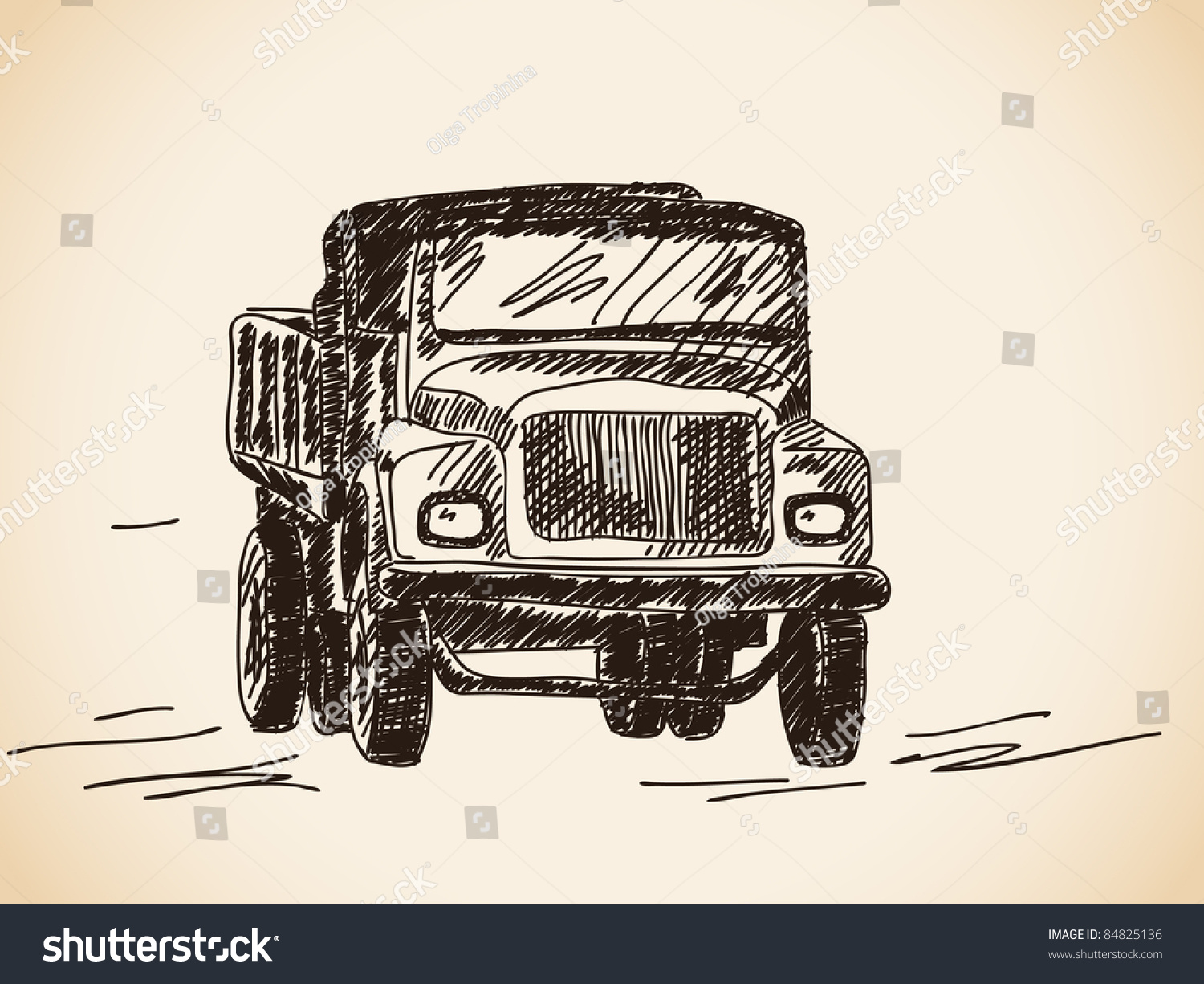 Hand Drawing Lorry Stock Vector (Royalty Free) 84825136
