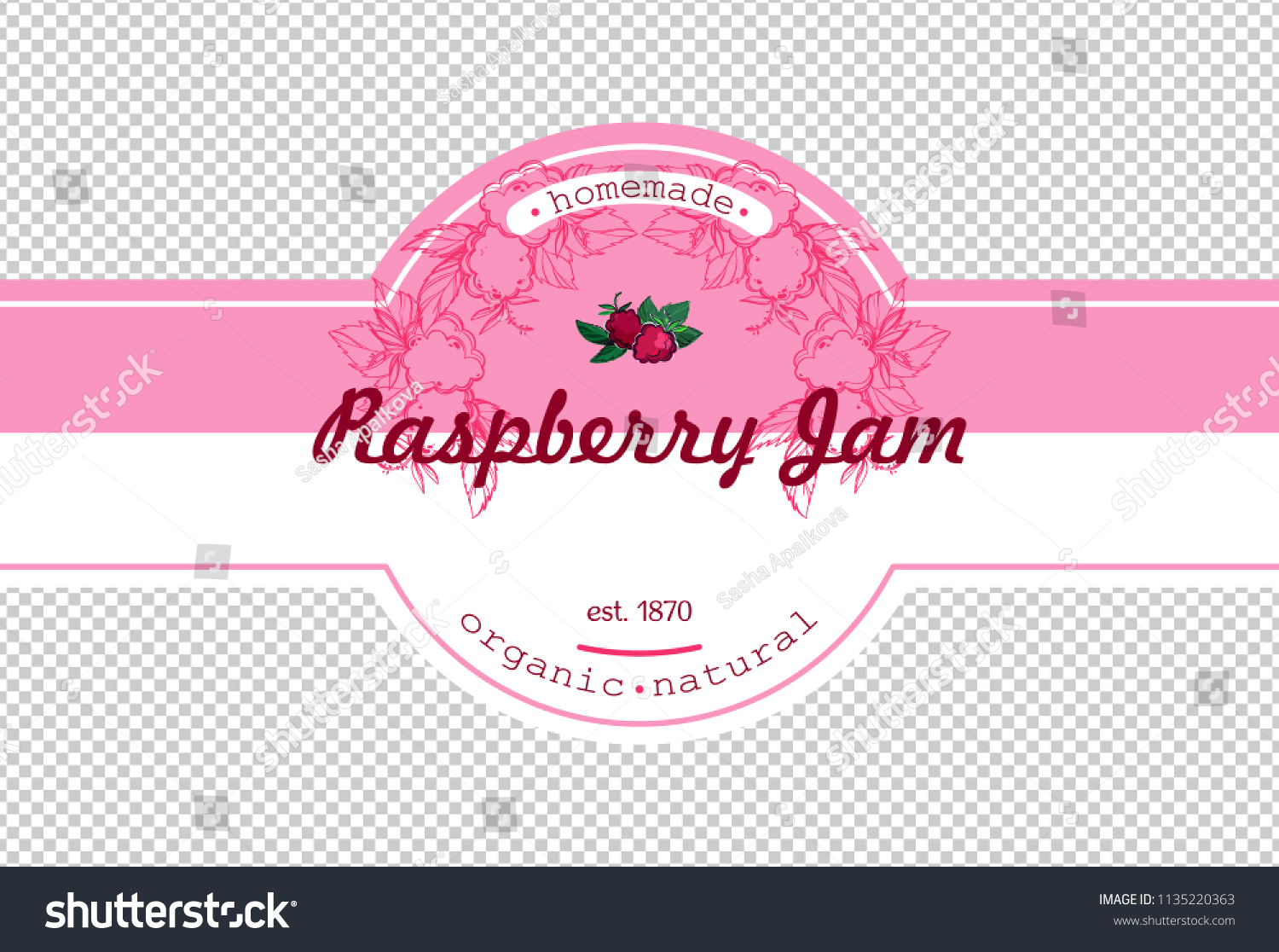 Handdrawing Raspberry Jam Packing Label Design Stock Vector (Royalty ...