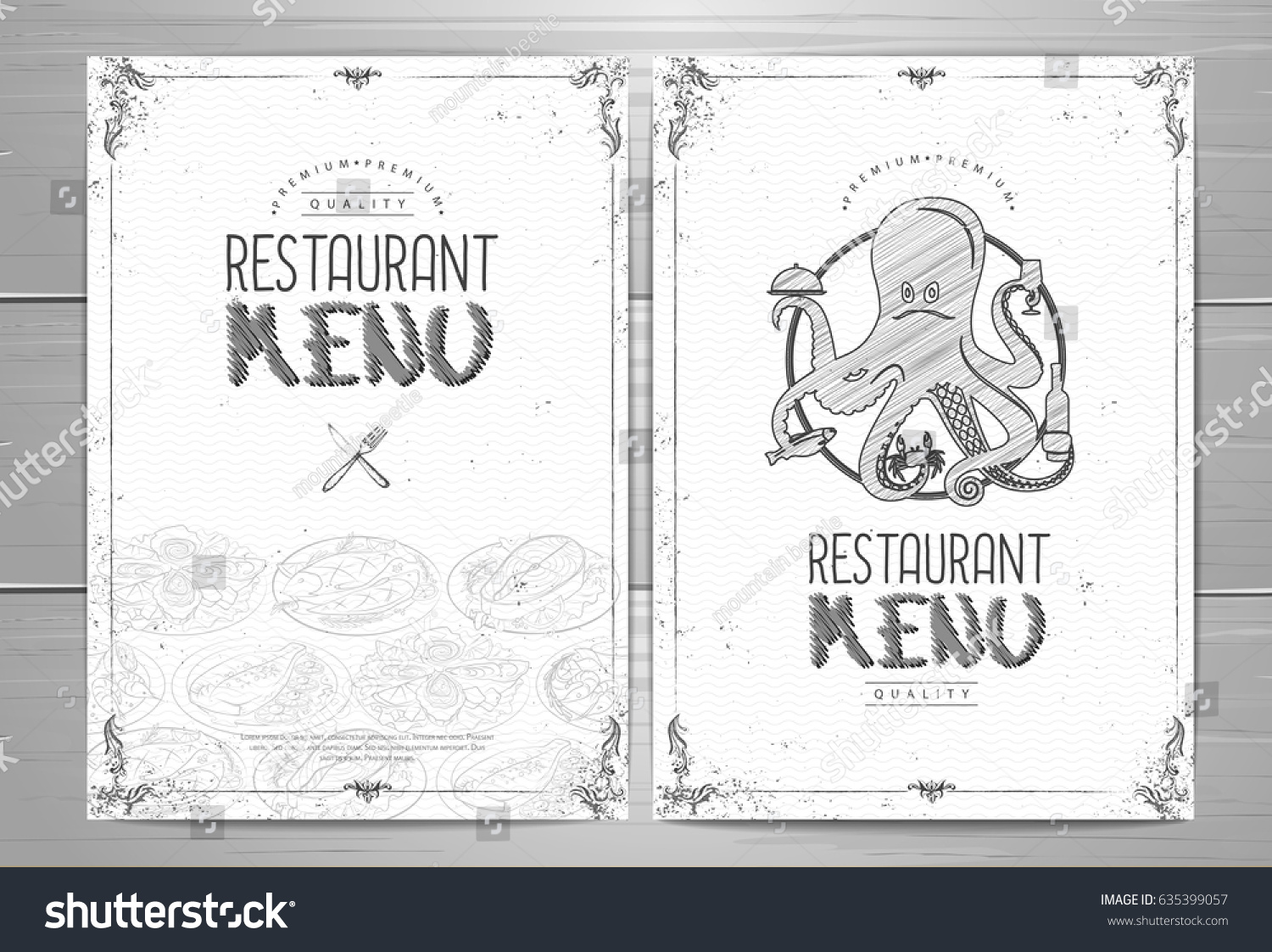 Hand Drawing Restaurant Menu Design Stock Vector (Royalty Free ...