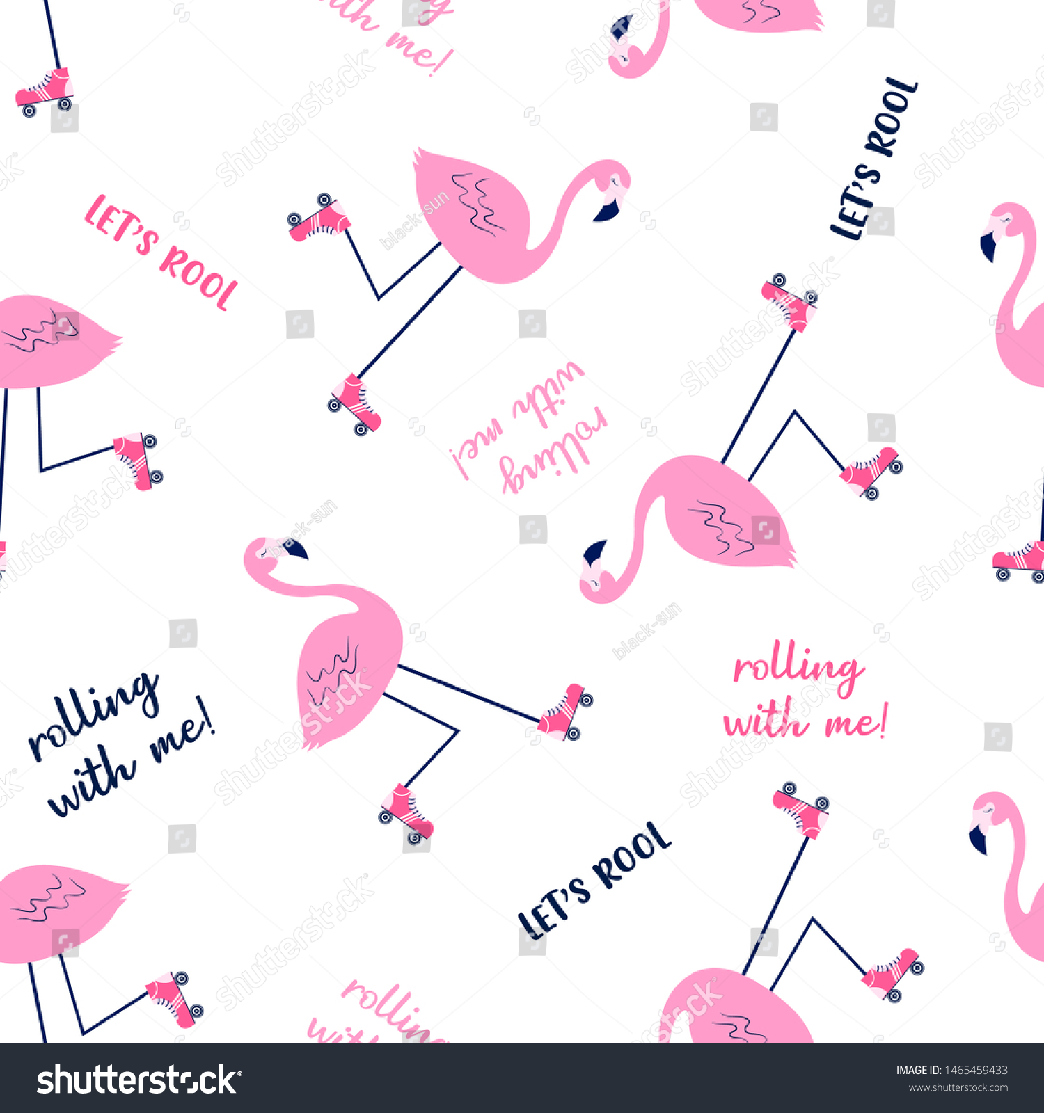 Hand Drawing Roller Flamingo Pattern Seamless Stock Vector (Royalty ...