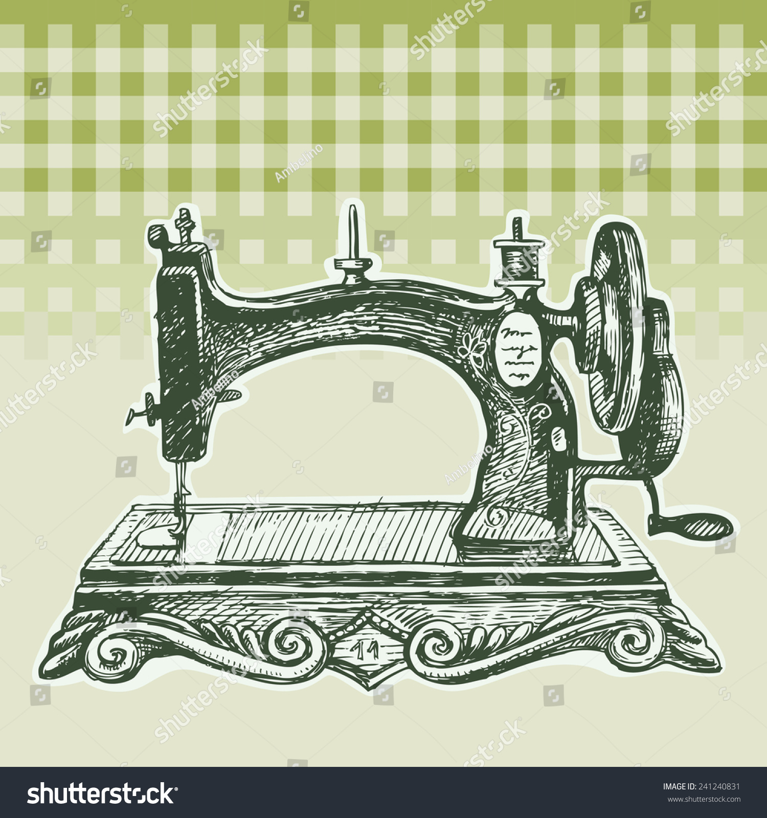 Hand Drawing Sewing Machine Vector Illustration Stock Vector Royalty