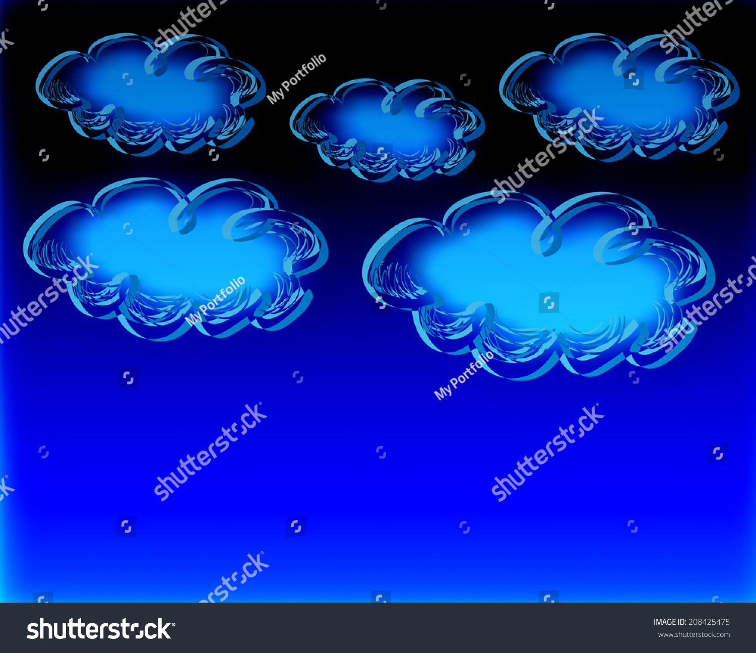 Hand Drawing Sky Clouds Vector Illustration Stock Vector (Royalty Free ...