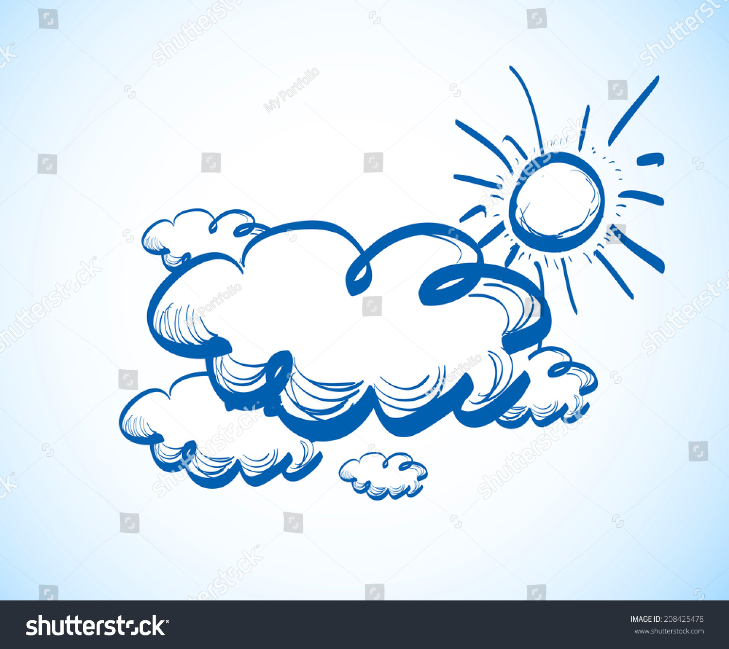 Hand Drawing Sky Clouds Vector Illustration Stock Vector (Royalty Free ...