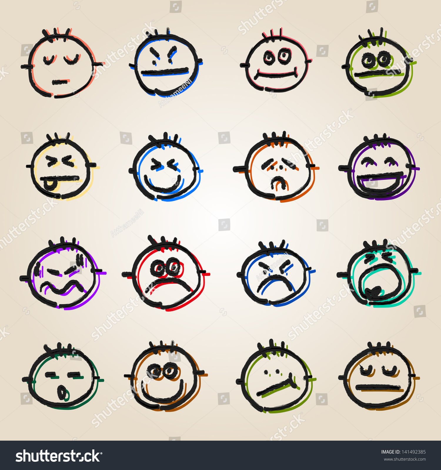 Hand Drawing Vector Emotion Icon Stock Vector (Royalty Free) 141492385 ...