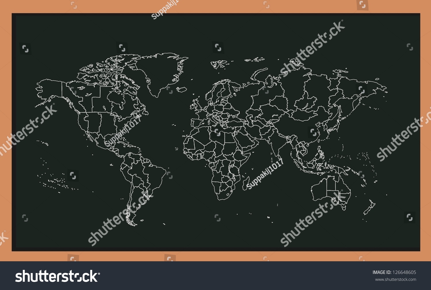 Hand Drawing World Map: vector de stock (libre de regalías) 126648605
