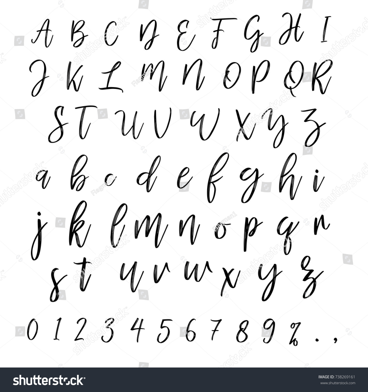 Hand Drawn Abc Script Font Lettering Stock Vector (Royalty Free ...