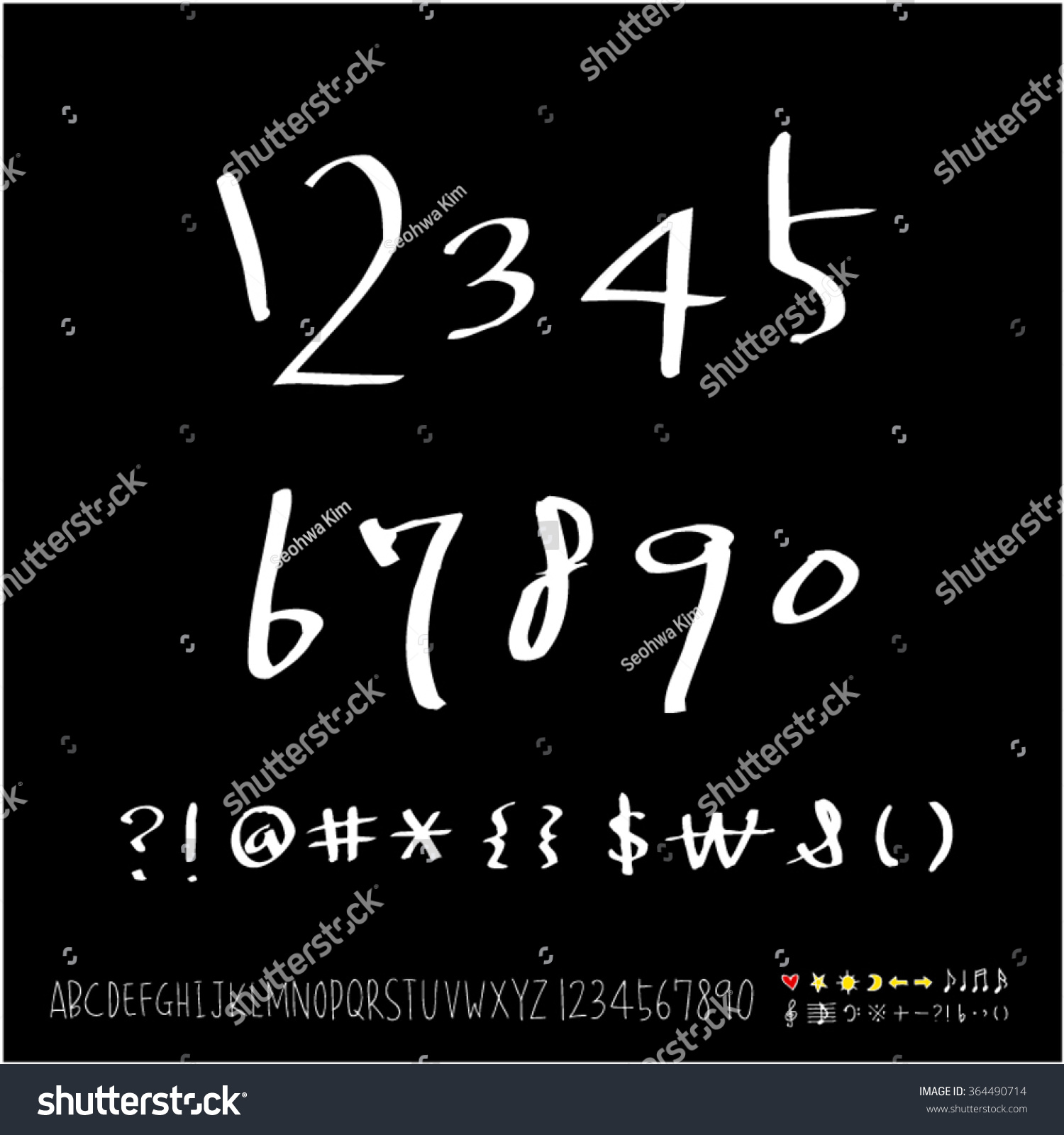 Hand Drawn Alphabet Number Vector Stock Vector (Royalty Free) 364490714 ...