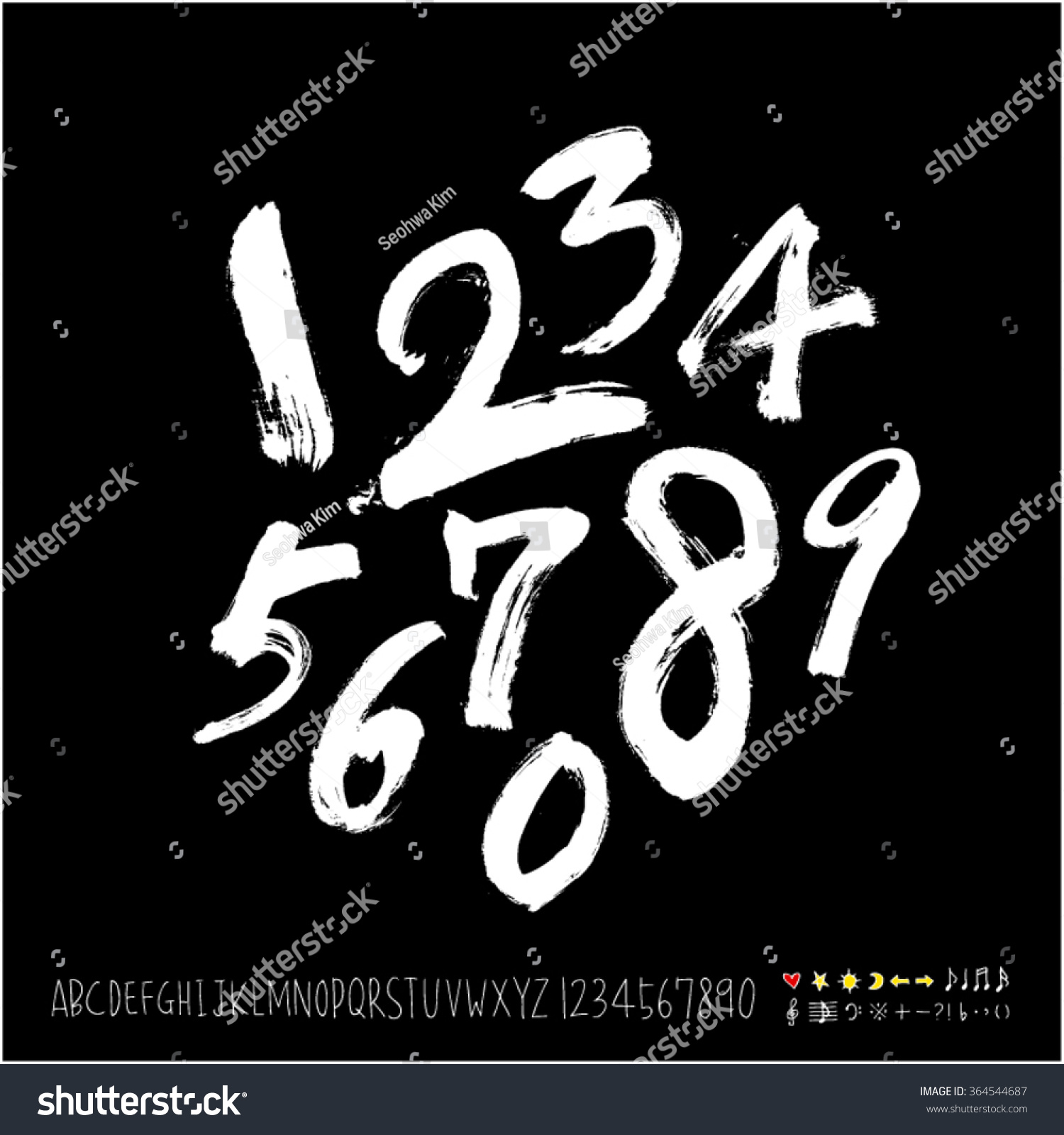 Hand Drawn Alphabet Number Vector Stock Vector (Royalty Free) 364544687 ...